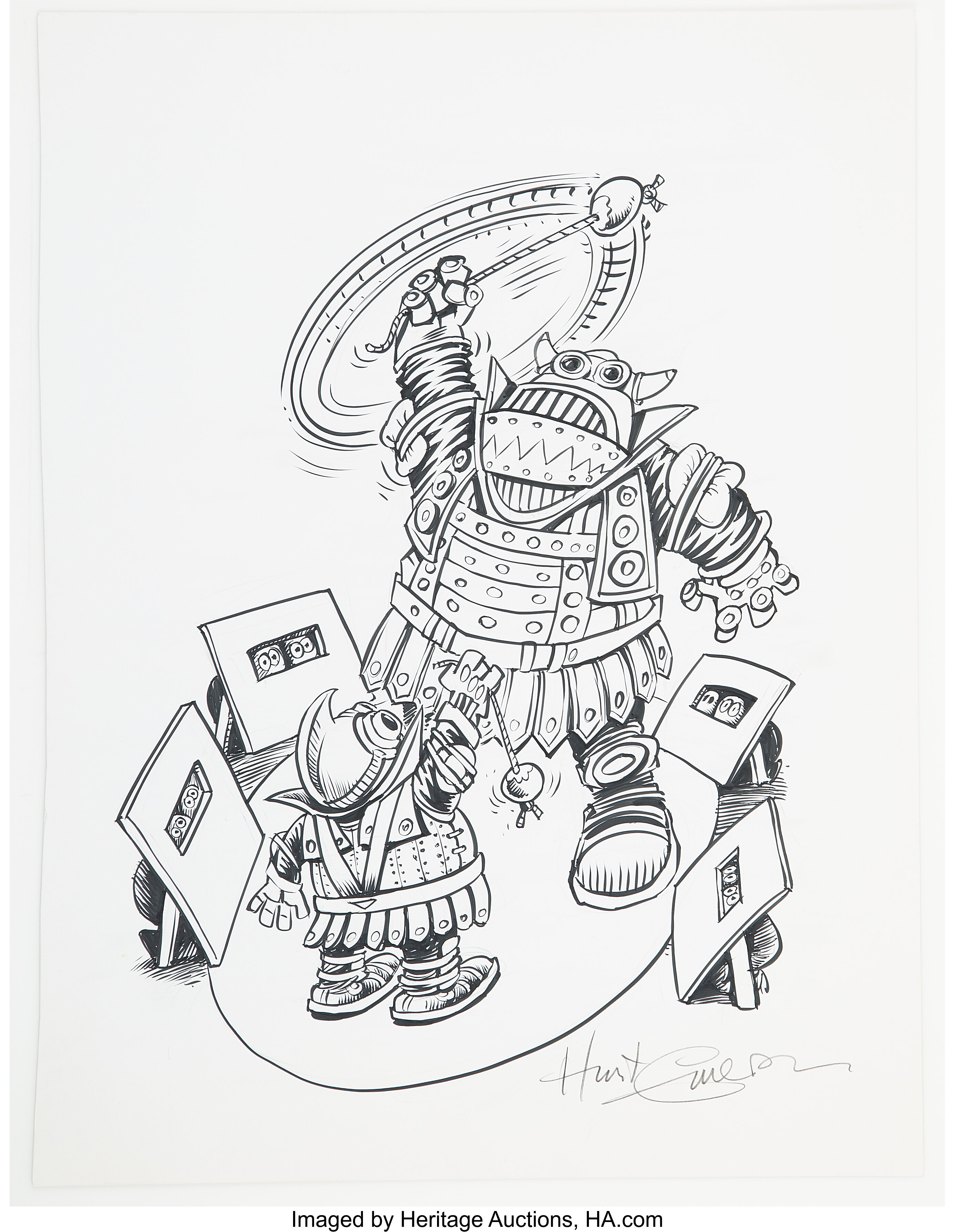 Hunt Emerson - Robot Warriors Illustration Original Art (c. | Lot ...