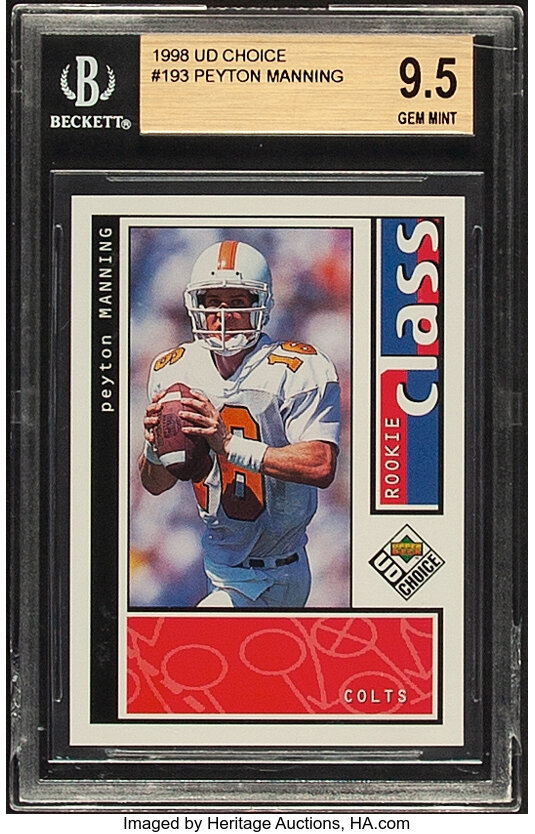 1998 UD Choice Peyton Manning #193 BGS Gem Mint 9.5.... Football | Lot ...