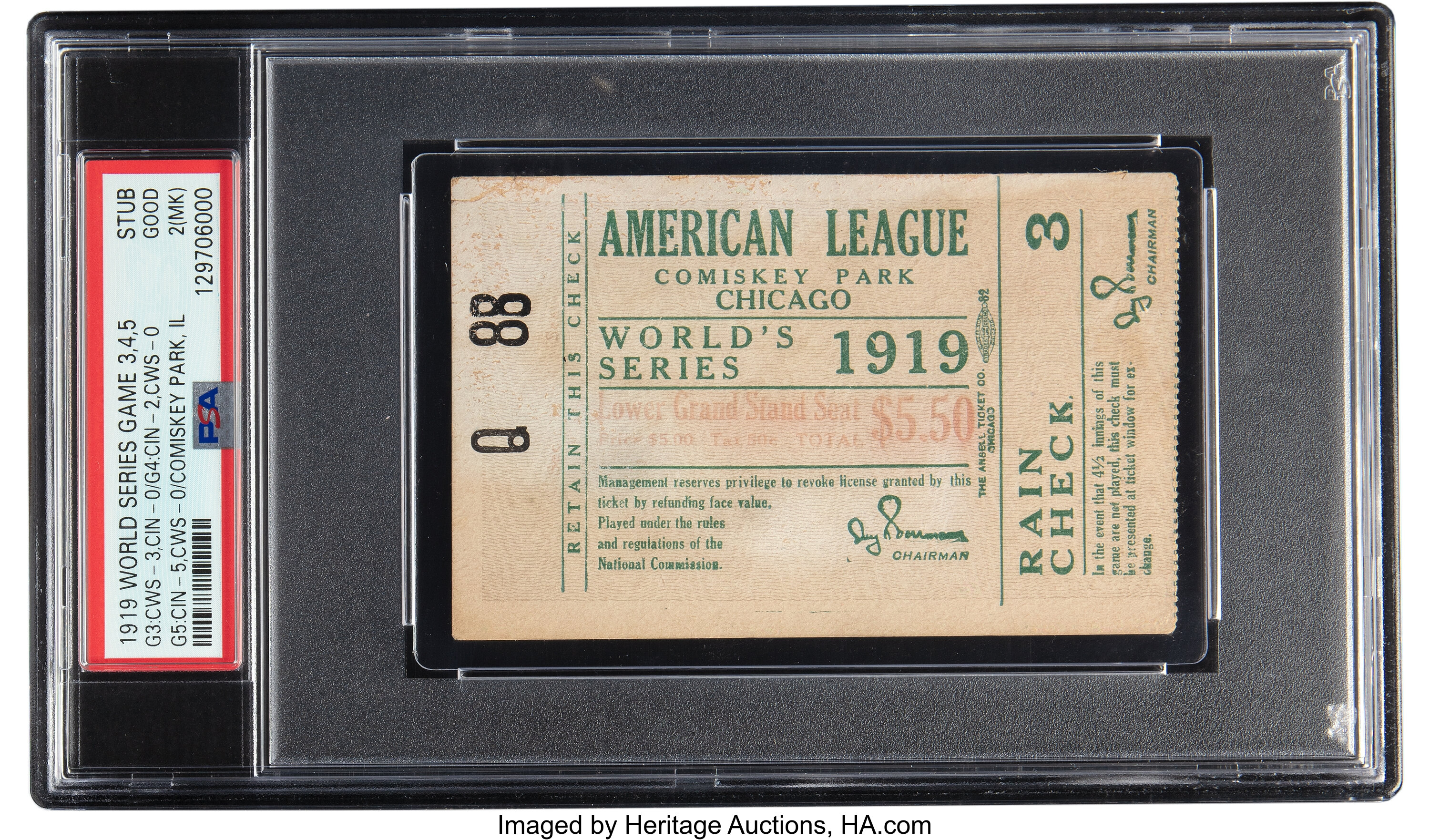 1919 World Series Game 3, 4 & 5 - White Sox vs. Reds Ticket Stub, | Lot ...