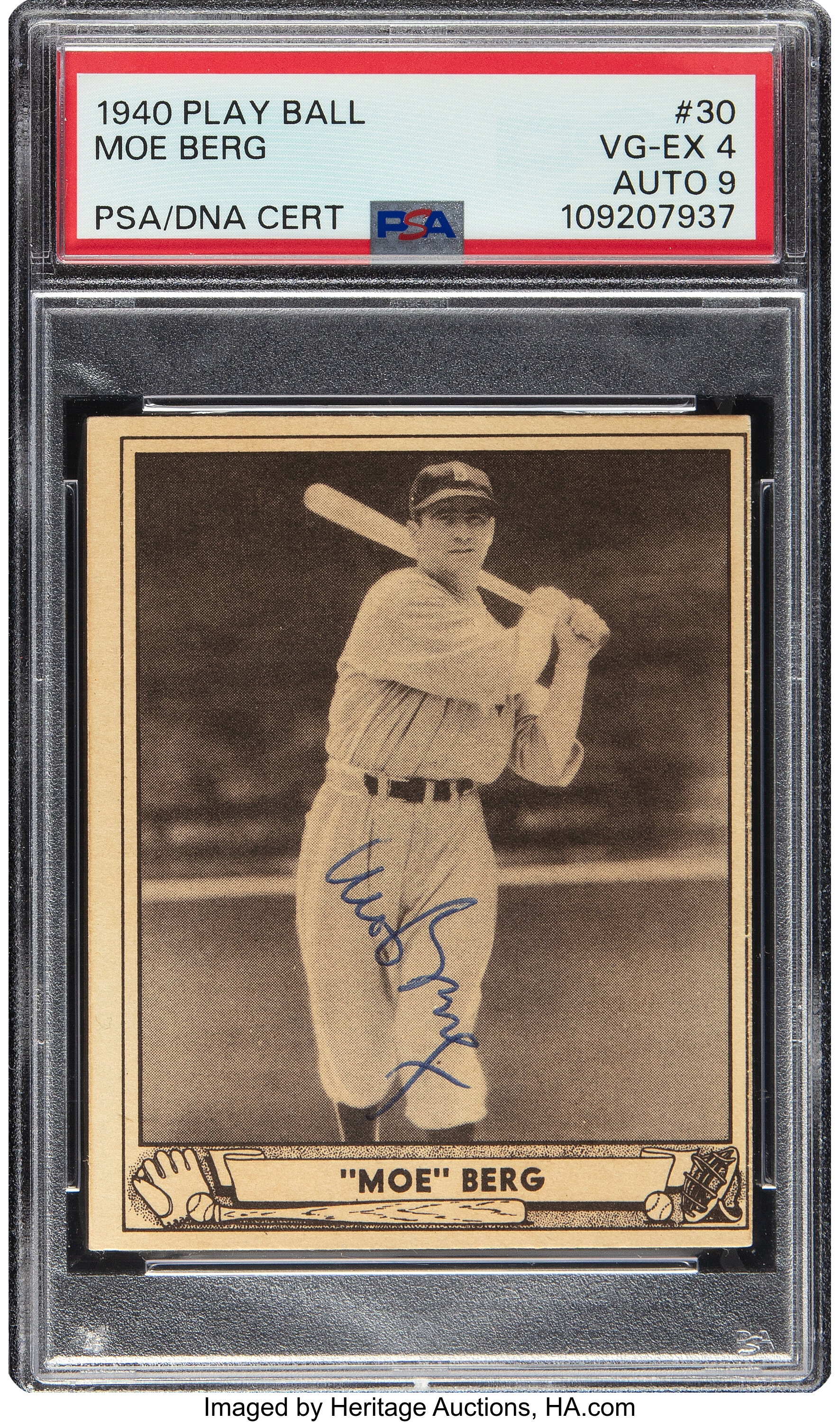 Period-Signed 1940 Play Ball Moe Berg #30 PSA VG-EX 4, PSA/DNA Auto ...