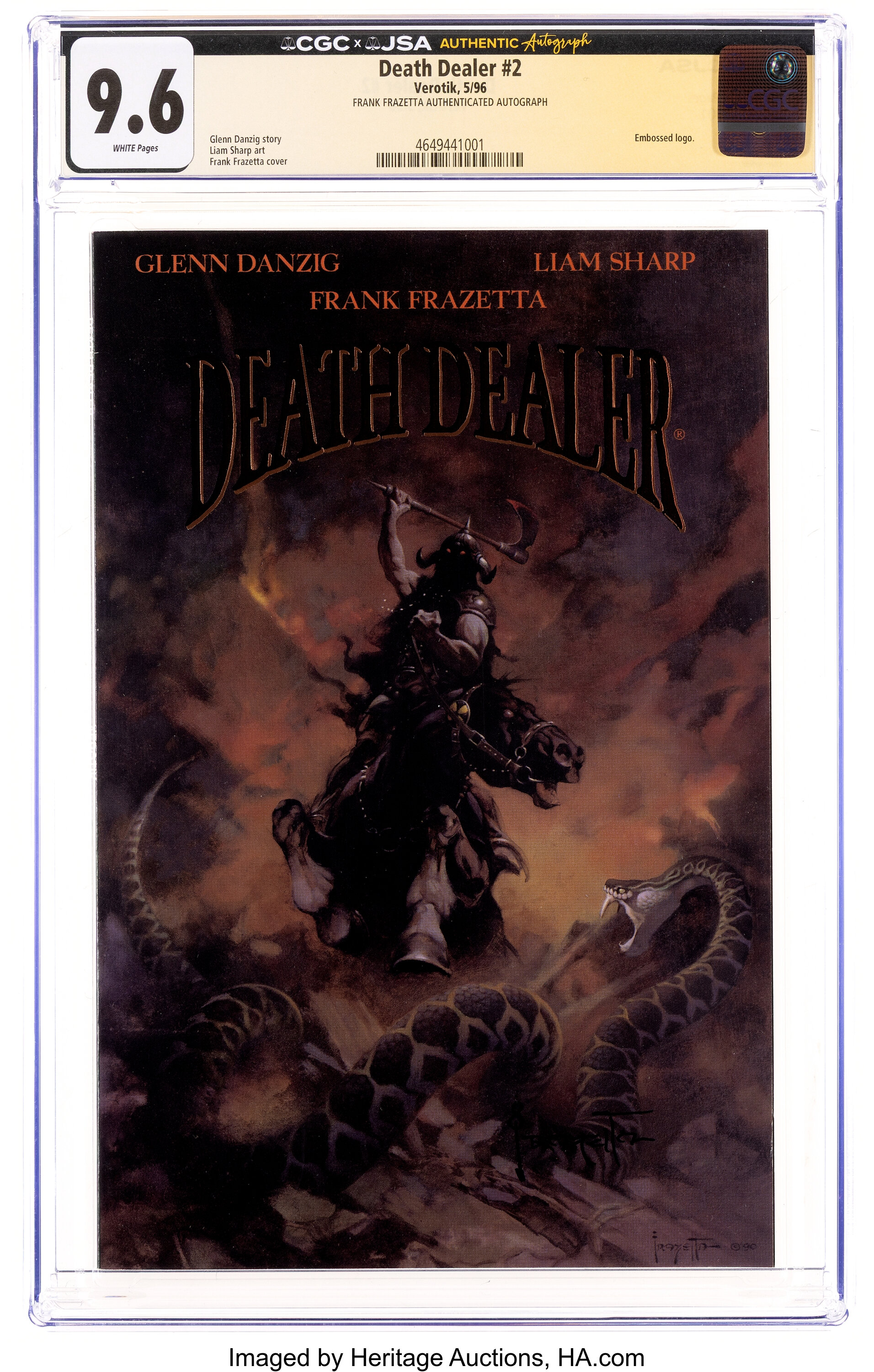 Death Dealer #2 JSA Authenticated Autograph: Frank Frazetta | Lot ...
