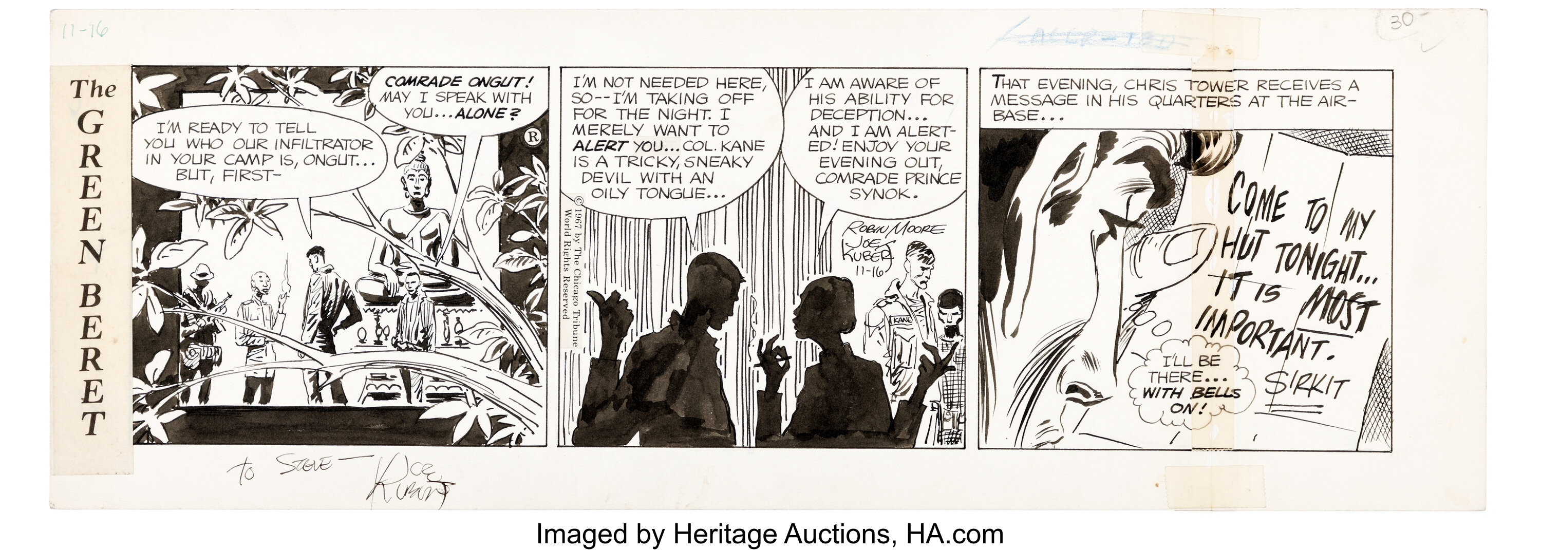 Joe Kubert Tales of the Green Beret Daily Comic Strip Original Art ...