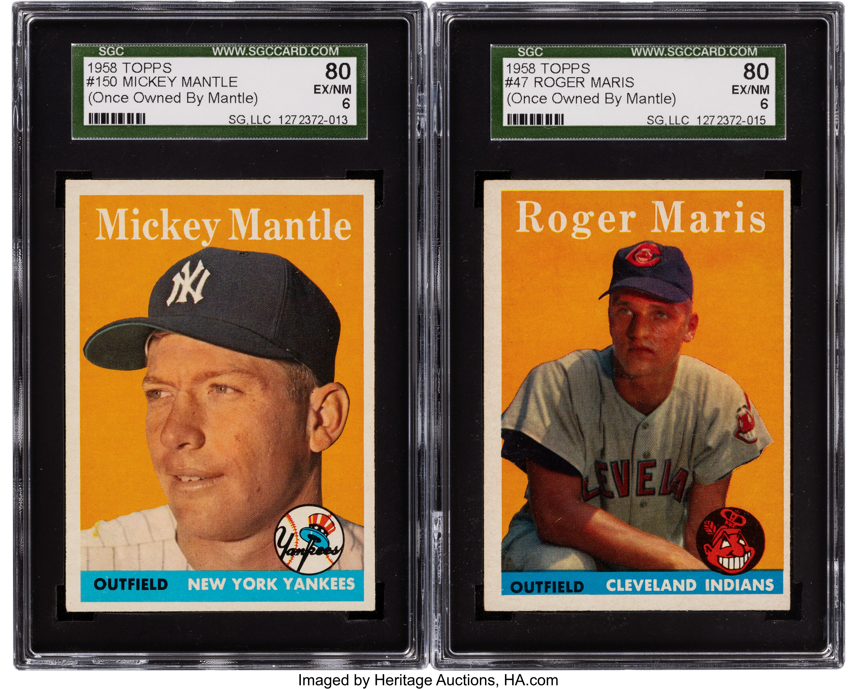 1958 Topps Baseball Mickey Mantle and Roger Maris SGC Graded Pair ...