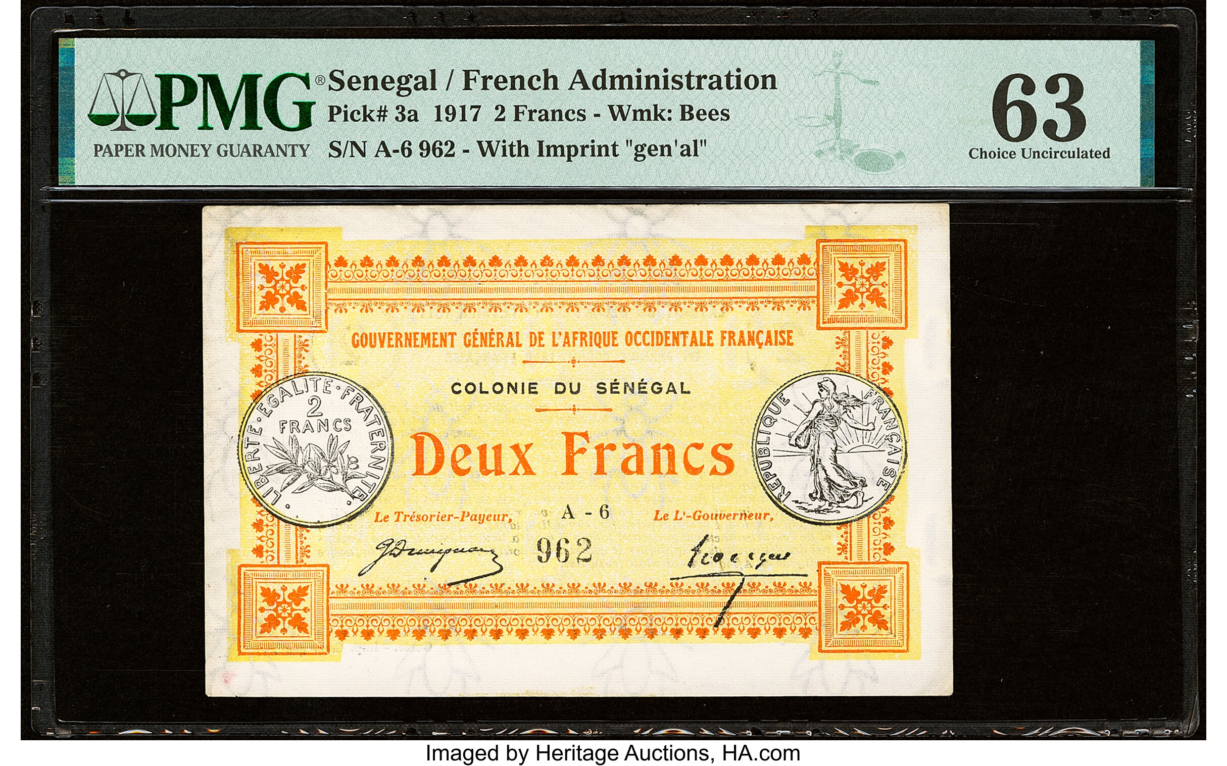 Senegal Gouvernment General de l'Afrique Occidentale Francaise 2 | Lot ...