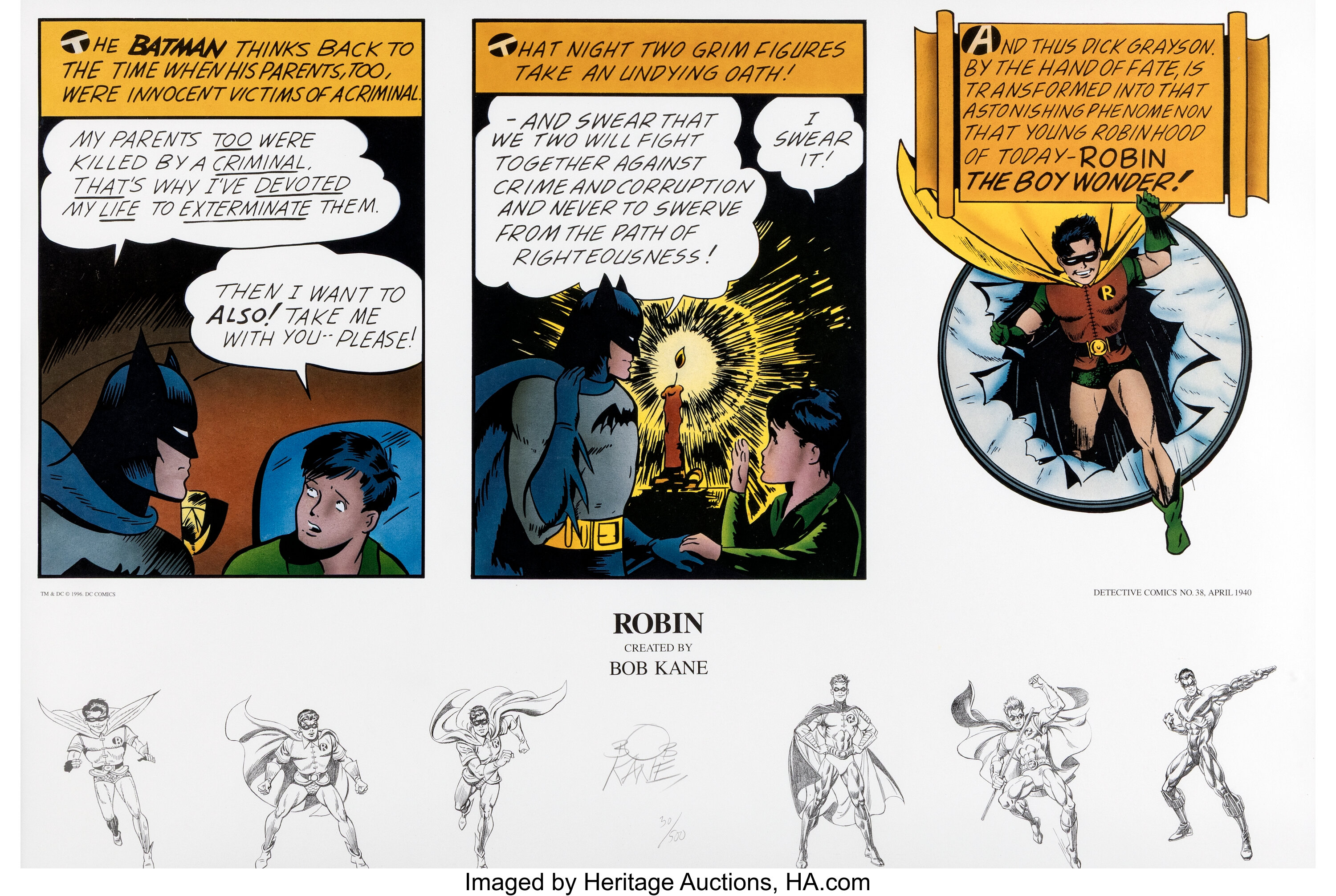 SOLD OUT Bob Kane: Origins of Robin Signed by Bob Kane Lithograph | Lot ...