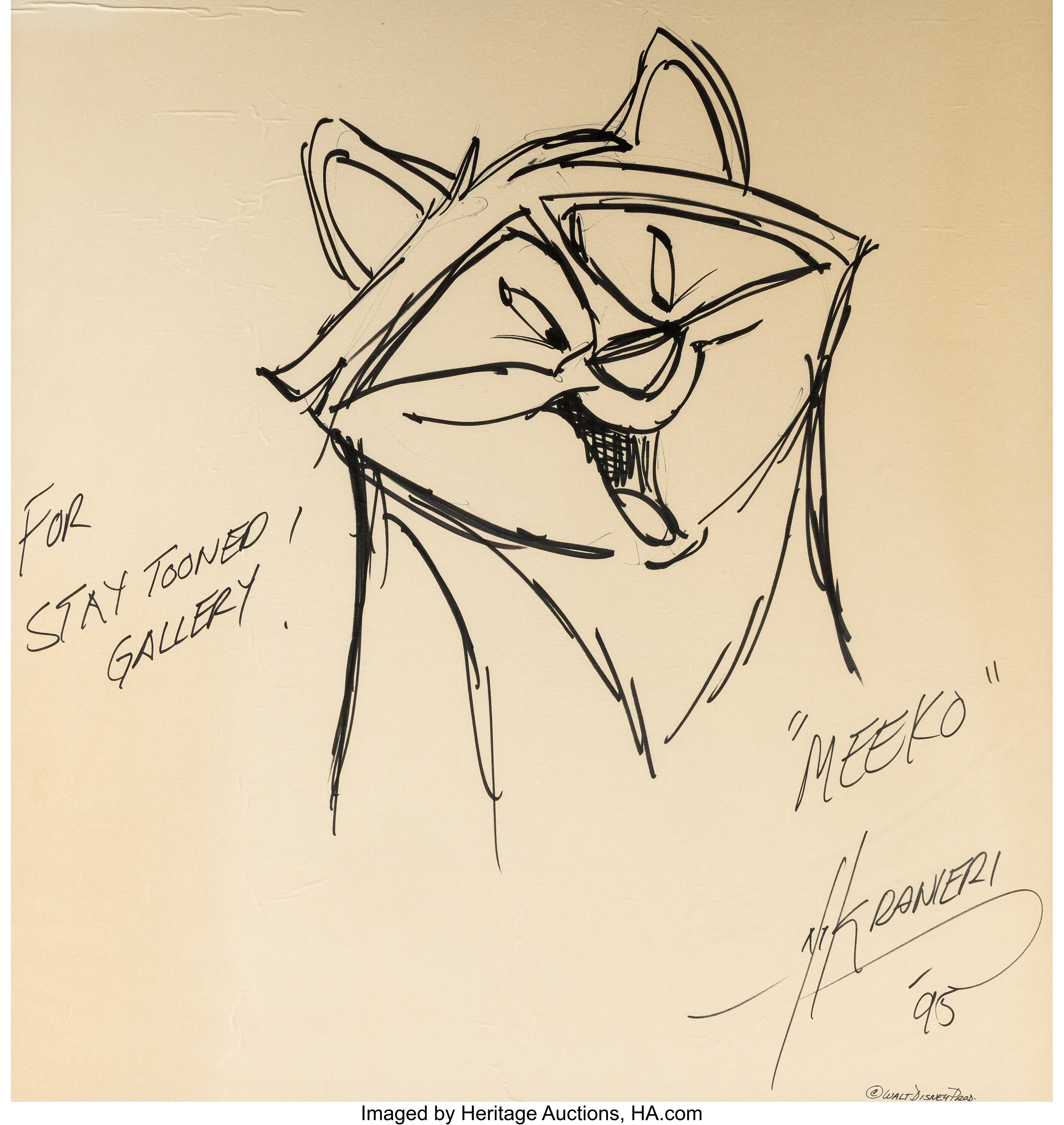 Pocahontas Meeko Drawing by Nik Ranieri Original Art (Walt Disney ...