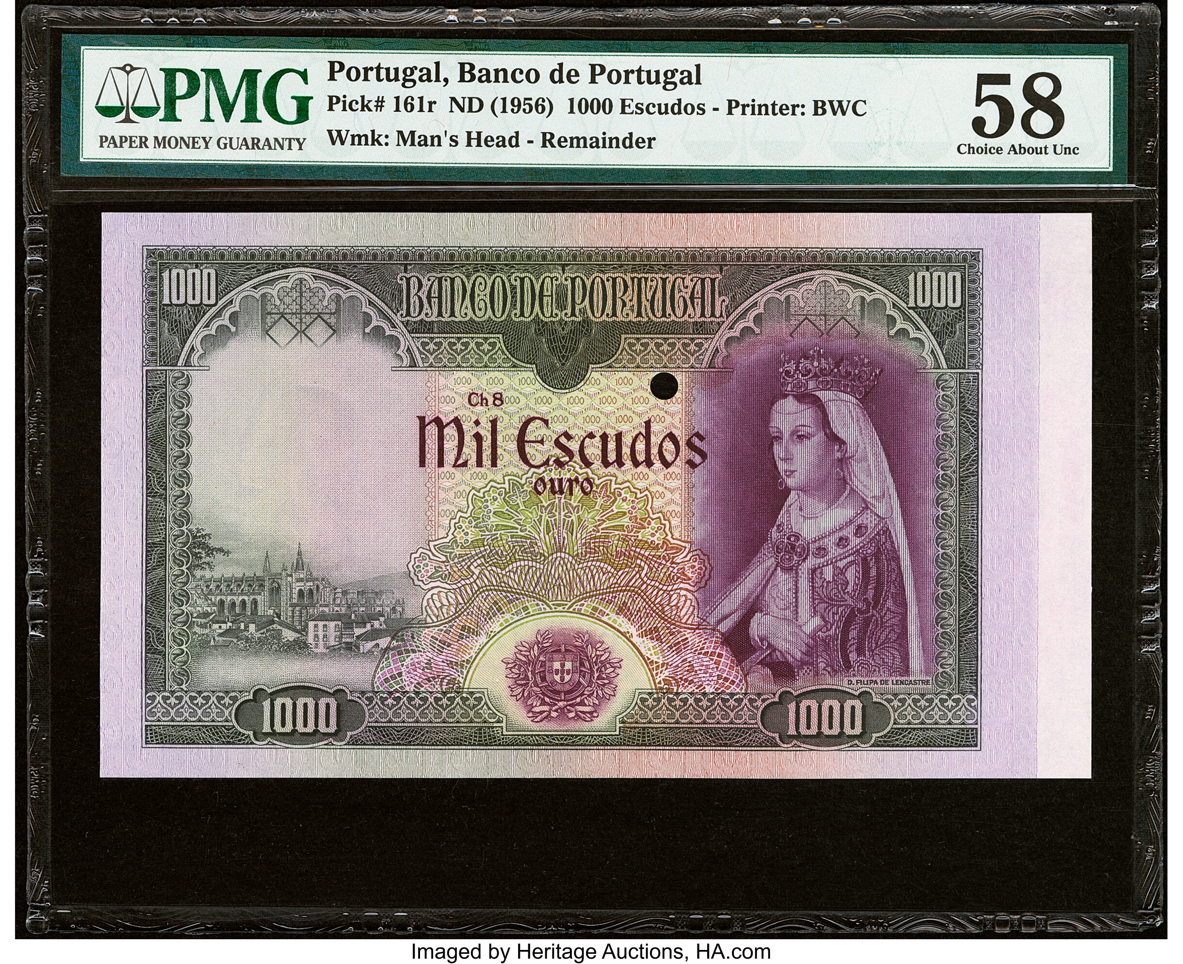 Portugal Banco de Portugal 1000 Escudos ND (1956) Pick 161r | Lot ...