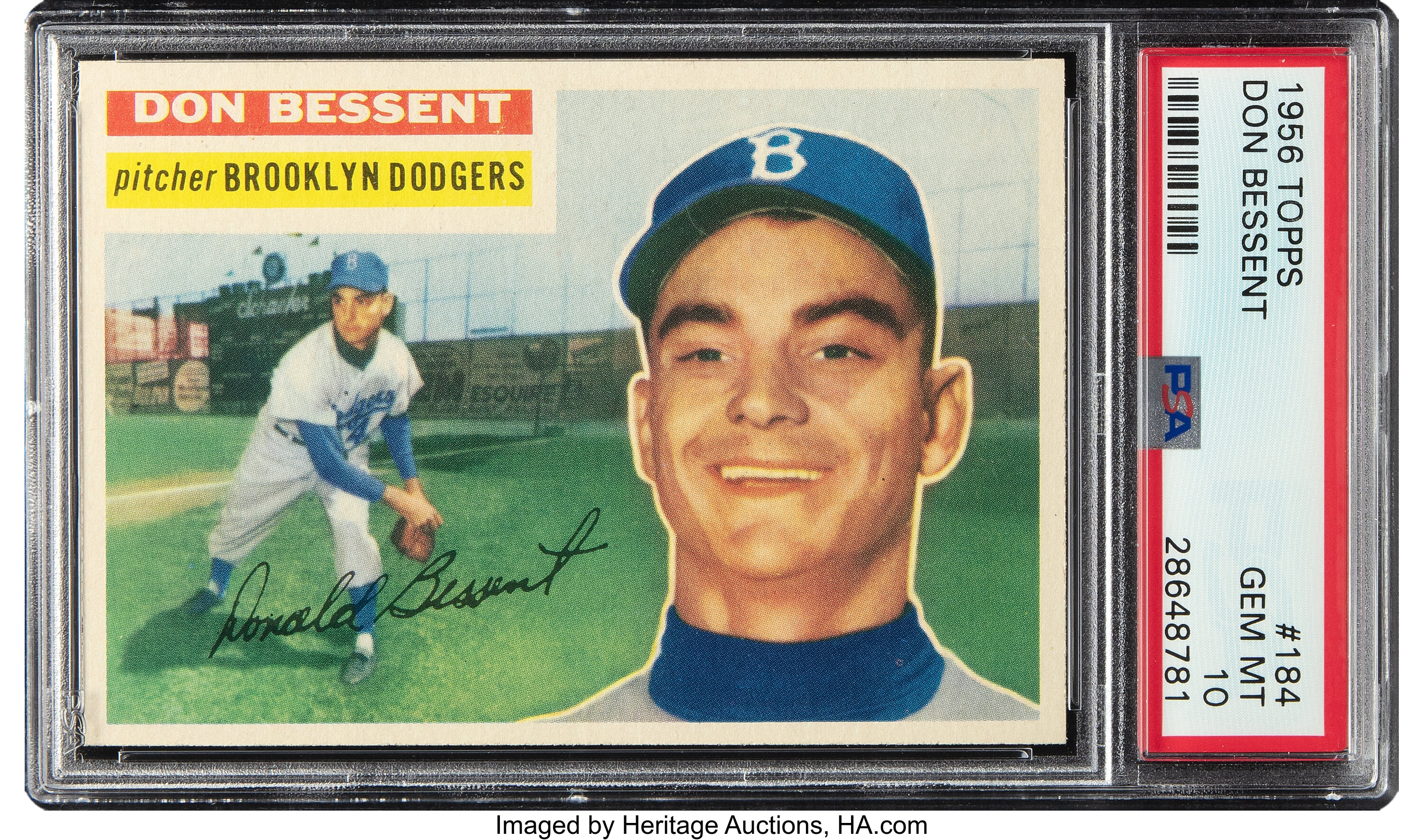 1956 Topps Don Bessent Rookie #184 PSA Gem Mint 10 - Pop Two!... | Lot ...