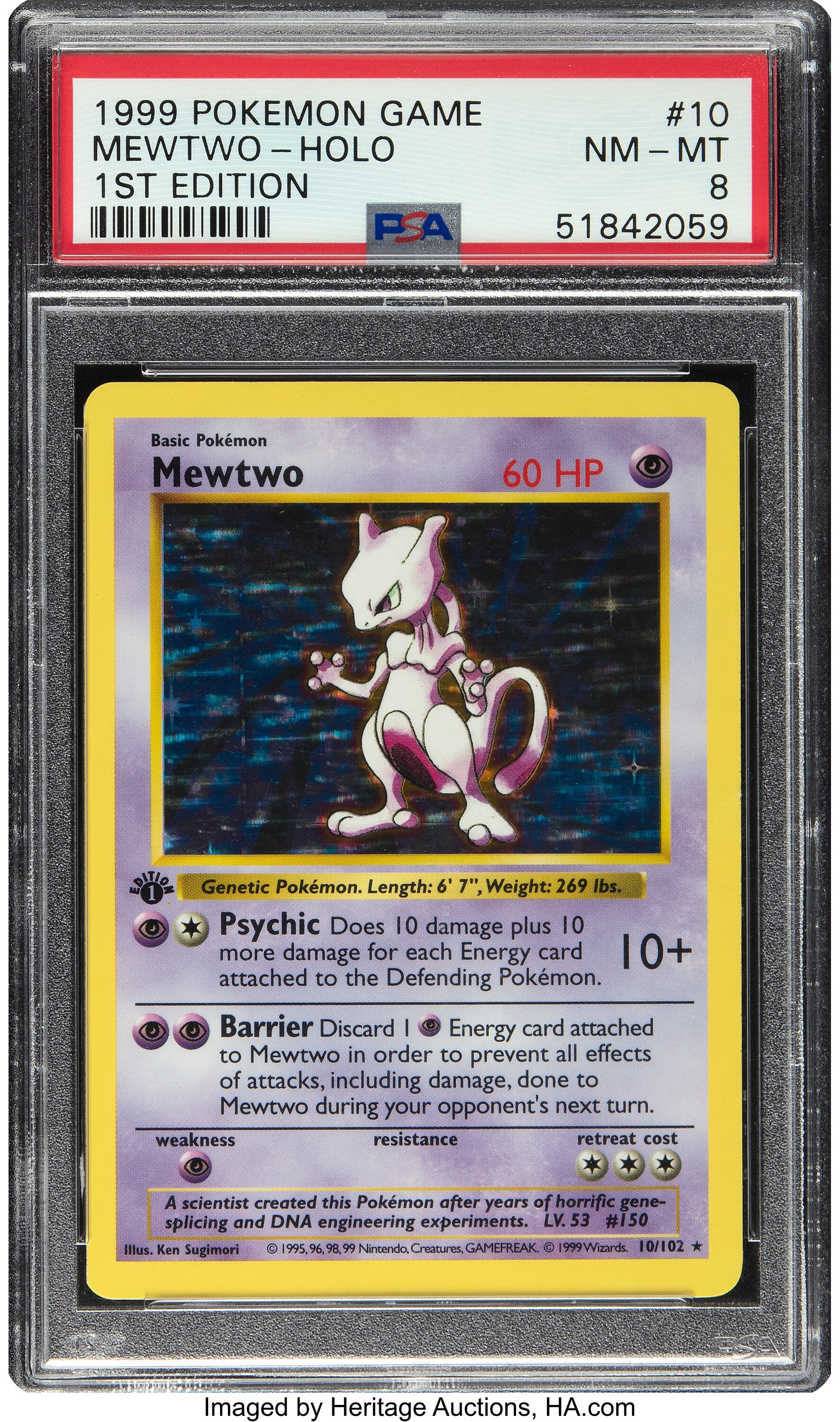 1999 Pokémon Game 1st Edition Mewtwo (Holo) #10 PSA NM-MT 8.... | Lot ...