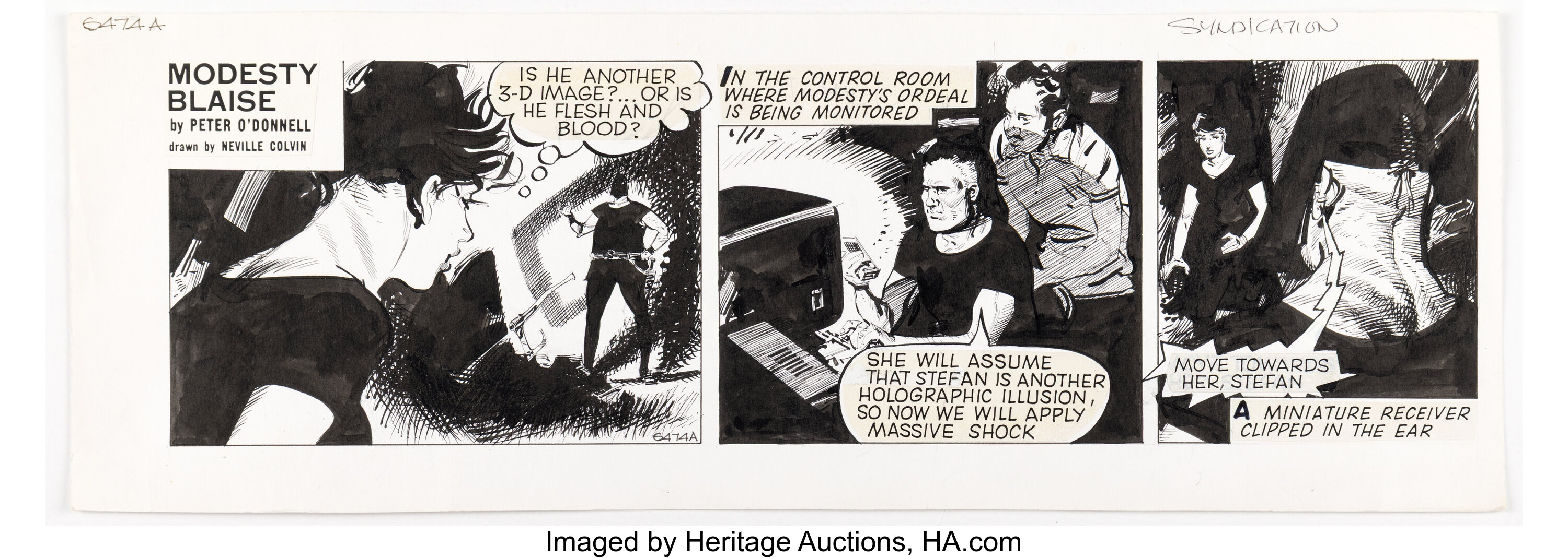 Neville Colvin Modesty Blaise #6474A Daily Comic Strip Original Art ...