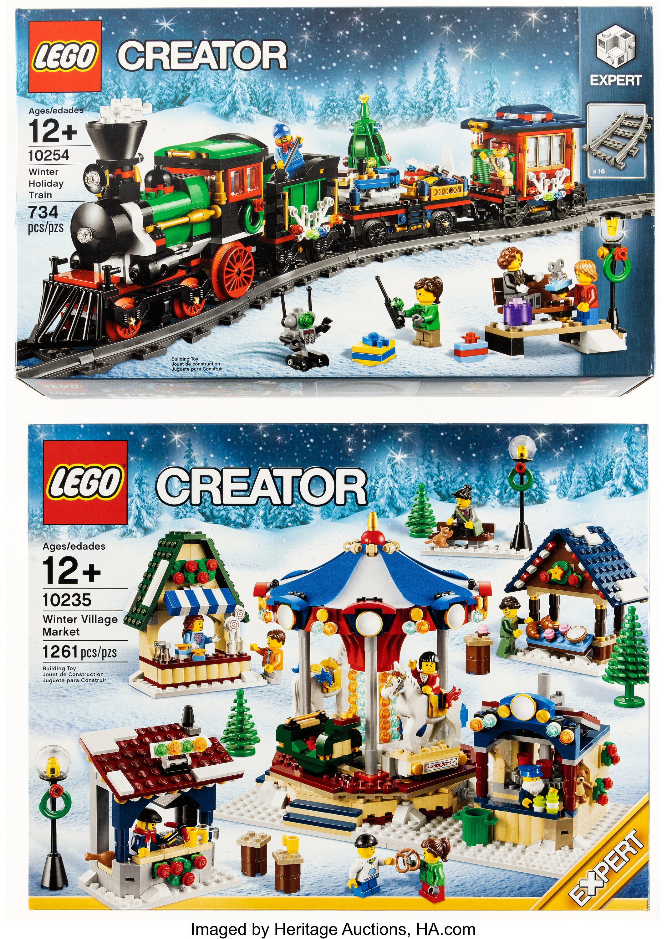 LEGO Creator Winter Holiday Train 10254 & Winter Village Market | Lot ...