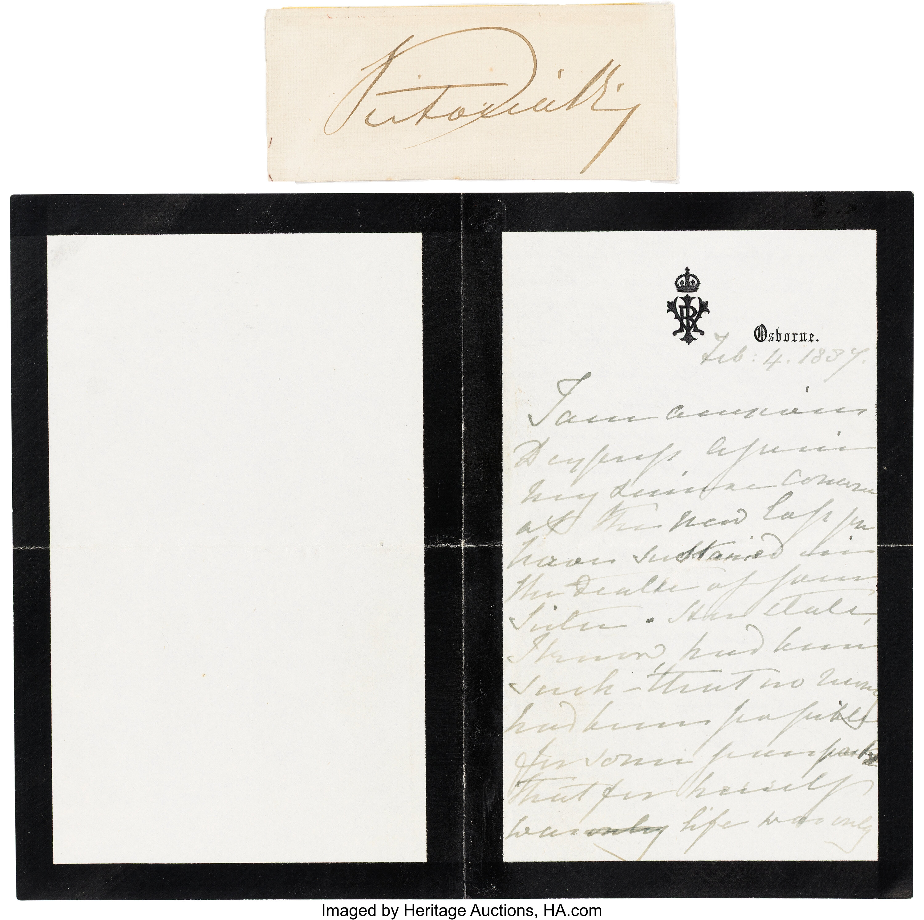 Queen Victoria Autograph Letter Signed and Clipped Signature.... | Lot ...