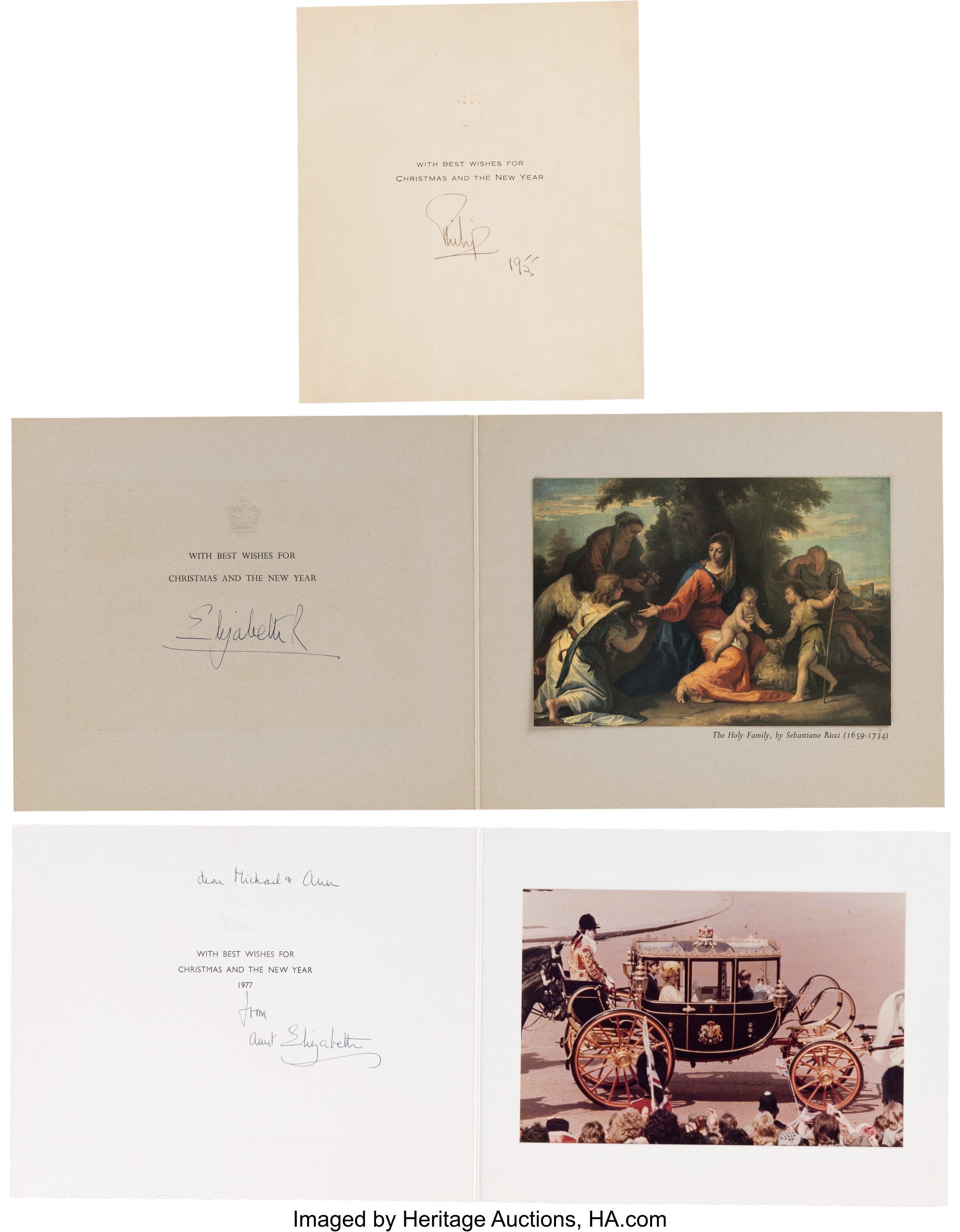 Elizabeth II, Prince Philip, and Elizabeth the Queen Mother Signed ...