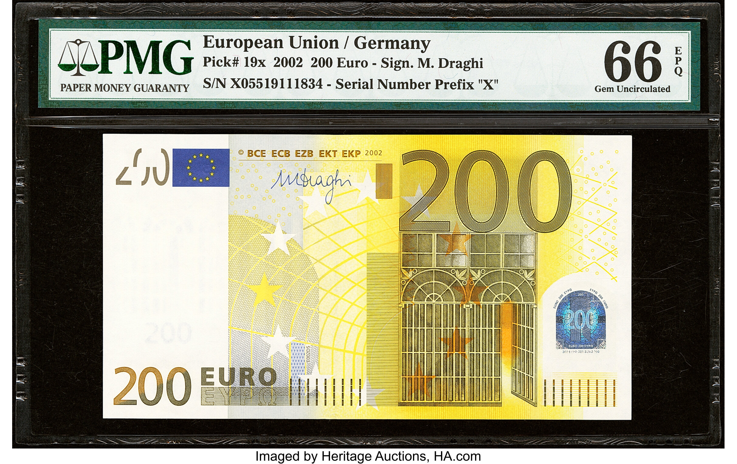 European Union Central Bank, Germany 200 Euro 2002 Pick 19x PMG Gem ...