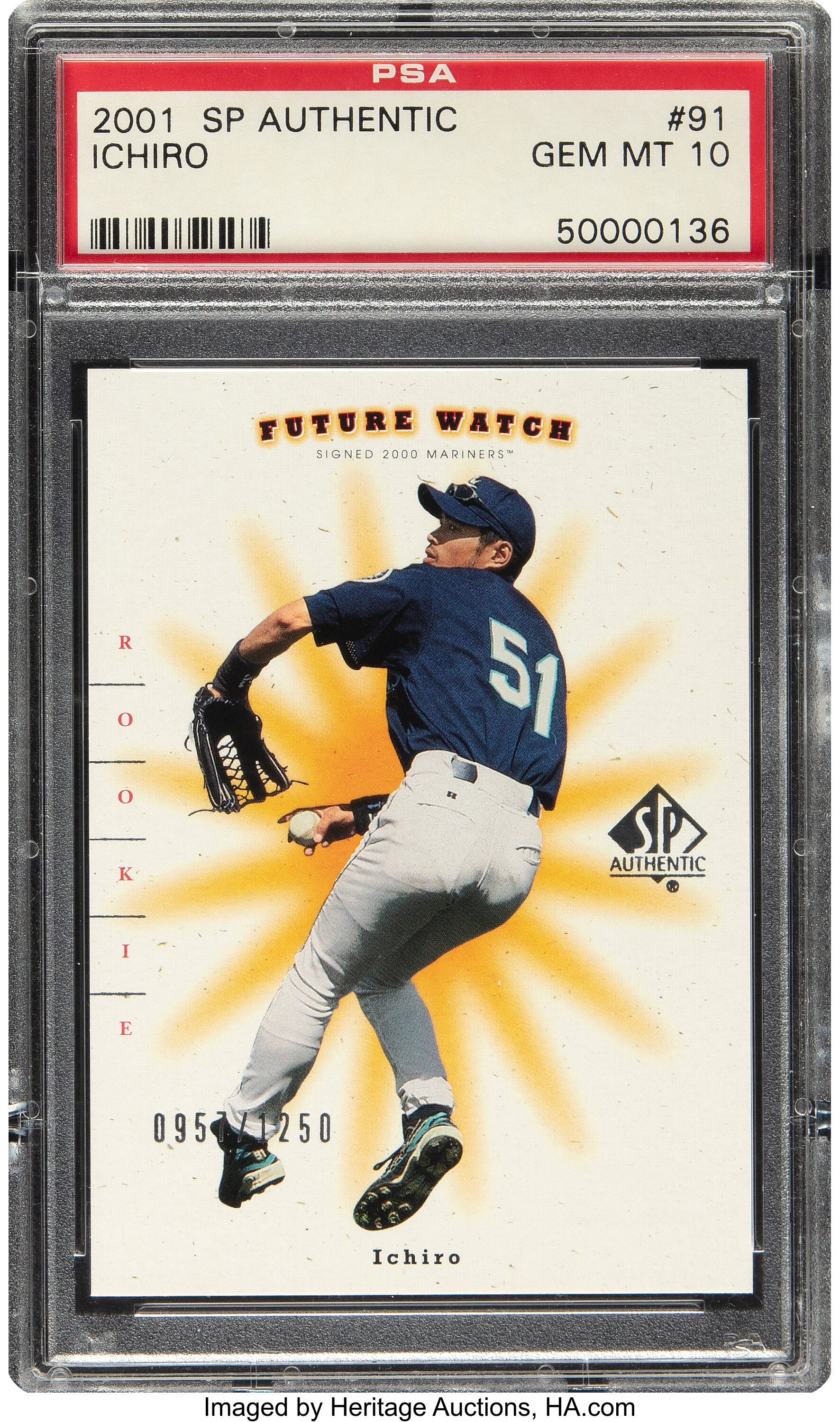 2001 Upper Deck SP Authentic Ichiro Rookie #91 PSA Gem Mint 10 - | Lot ...