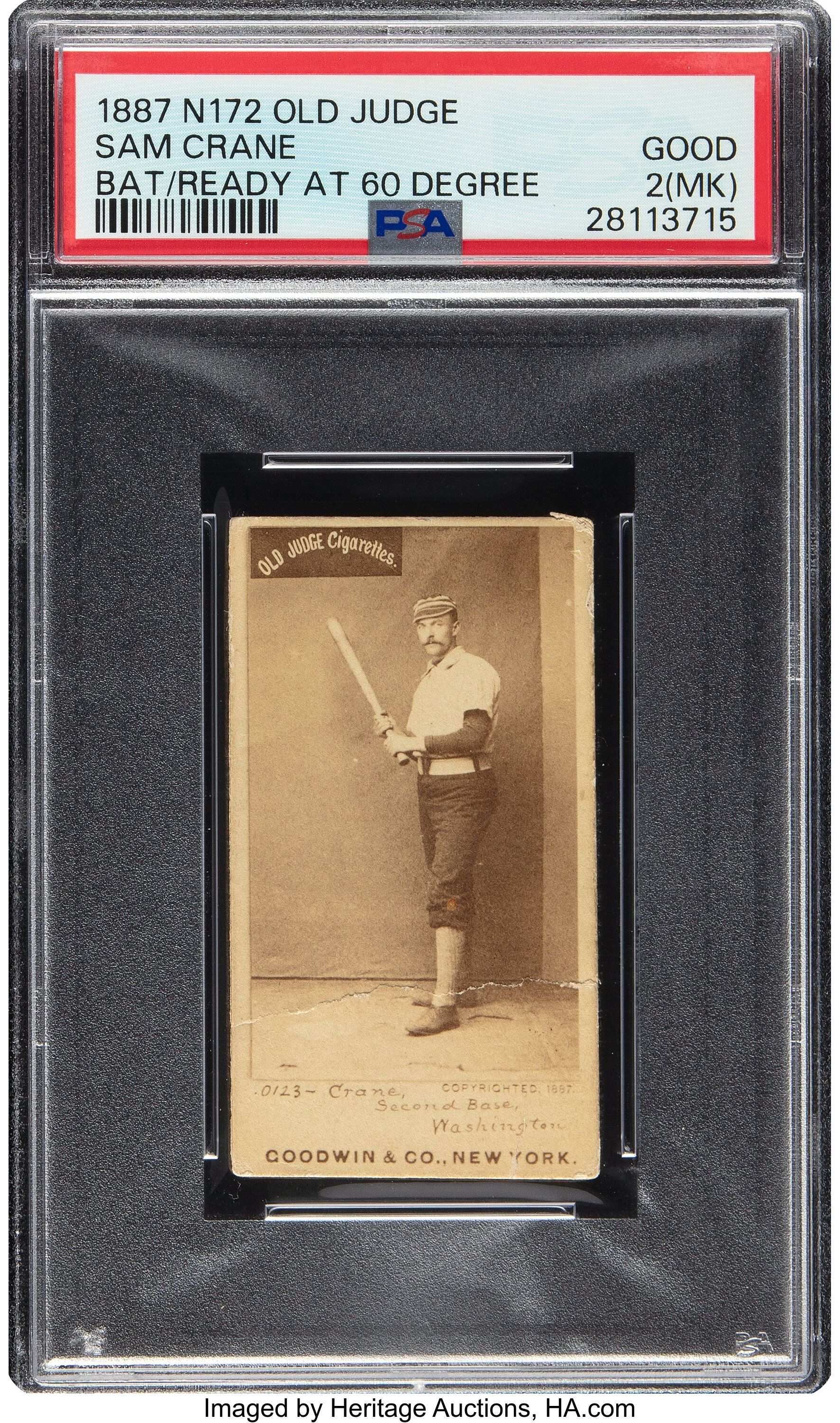 1887-90 N172 Old Judge Sam Crane (#97-1) PSA Good 2 (MK).... | Lot ...
