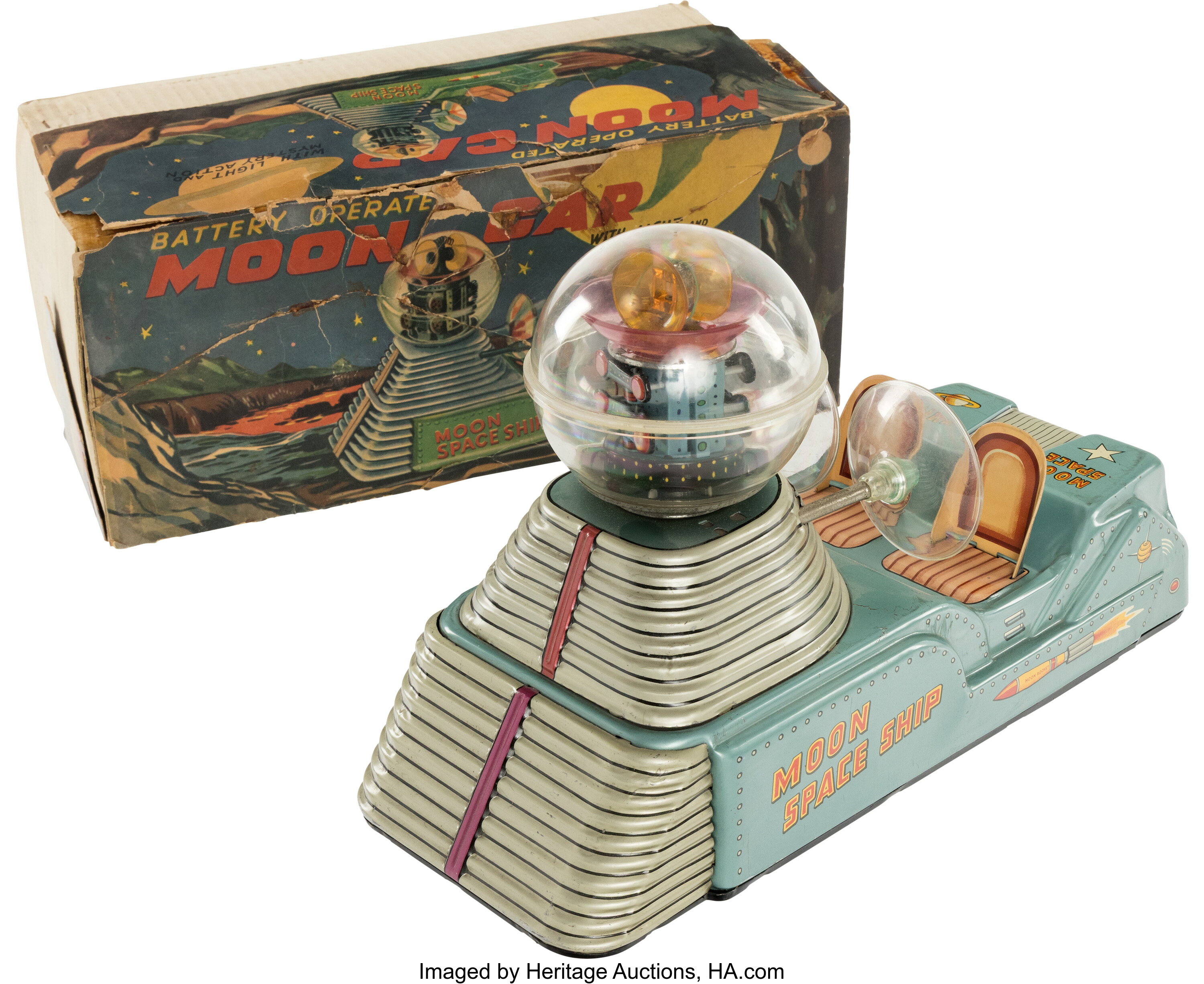 Nomura Moon Car Moon Space Ship Battery-Operated Tin Toy with | Lot ...