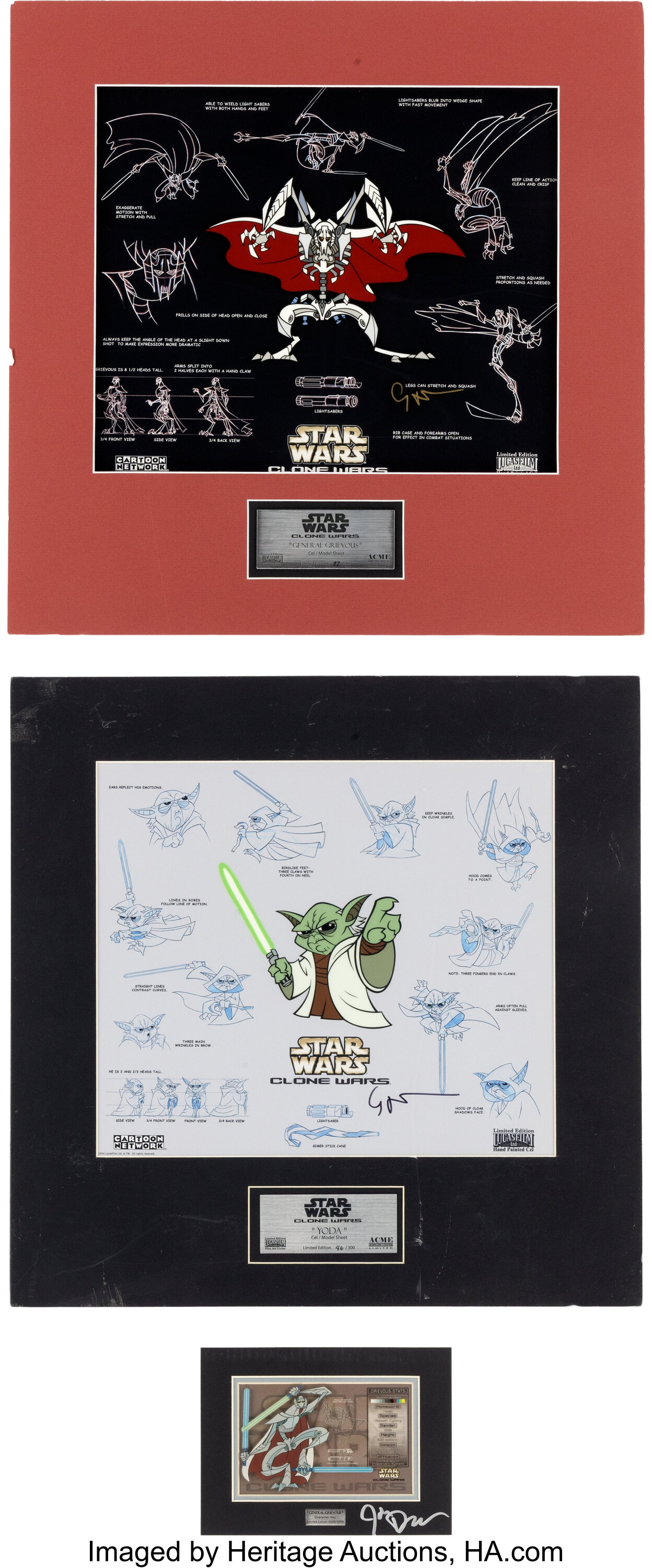 Star Wars: Clone Wars Signed Model Sheet Cels & Character Key | Lot ...