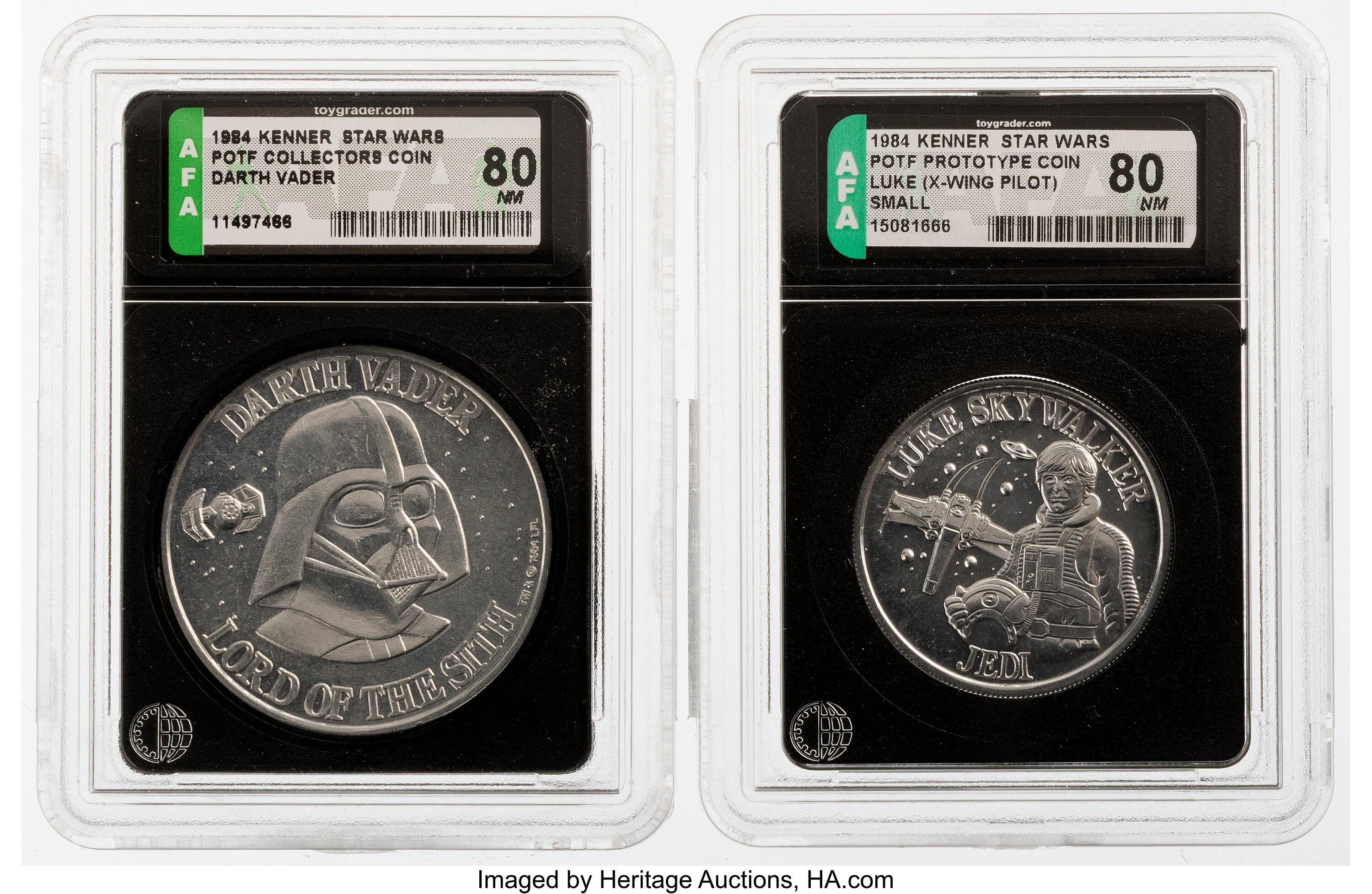 Star Wars POTF Collector Coins Darth Vader AFA 80 & Luke (X-Wing | Lot ...