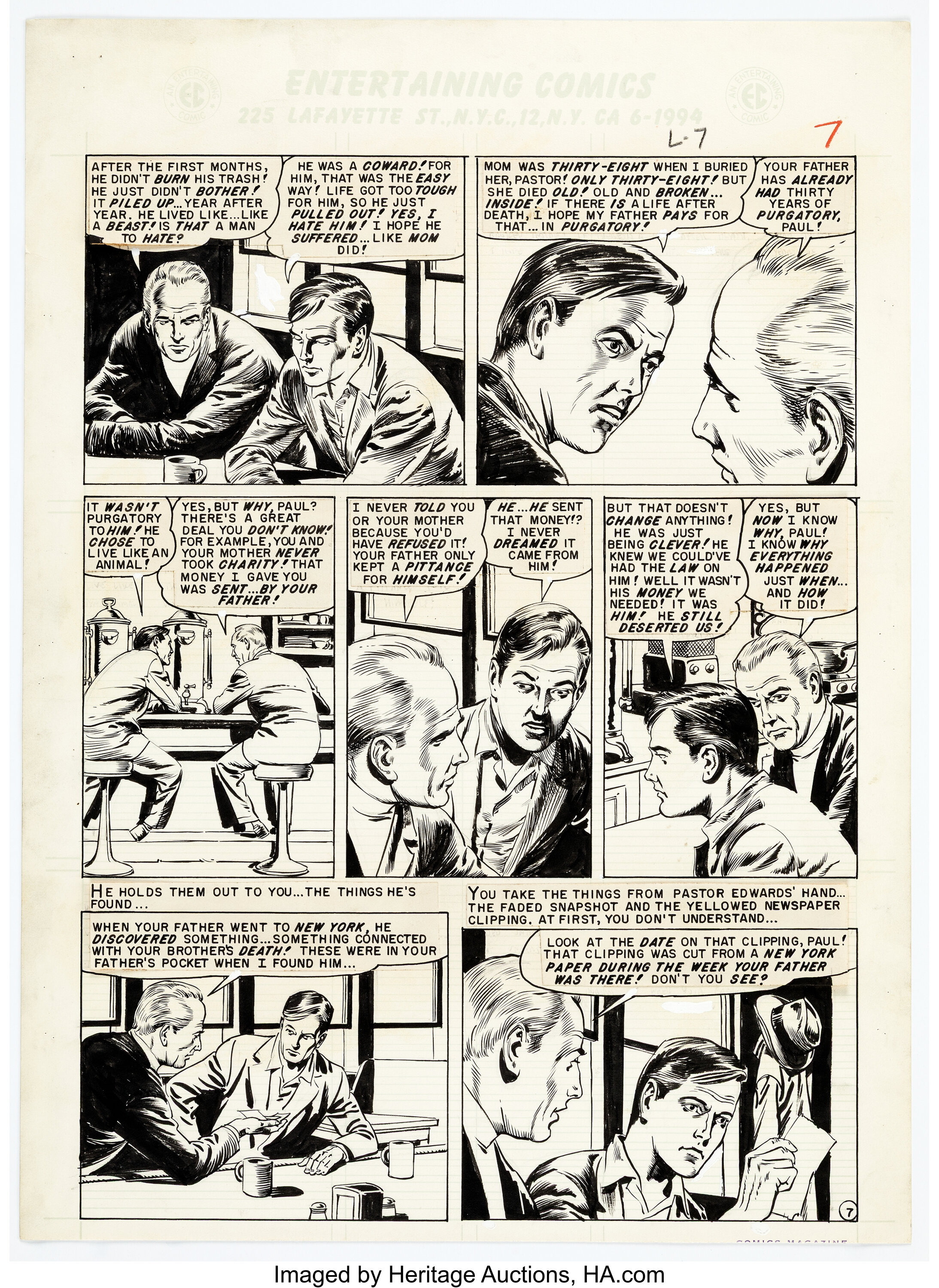 Reed Crandall Impact #3 "Life Sentence" Story Page 7 Original Art | Lot ...