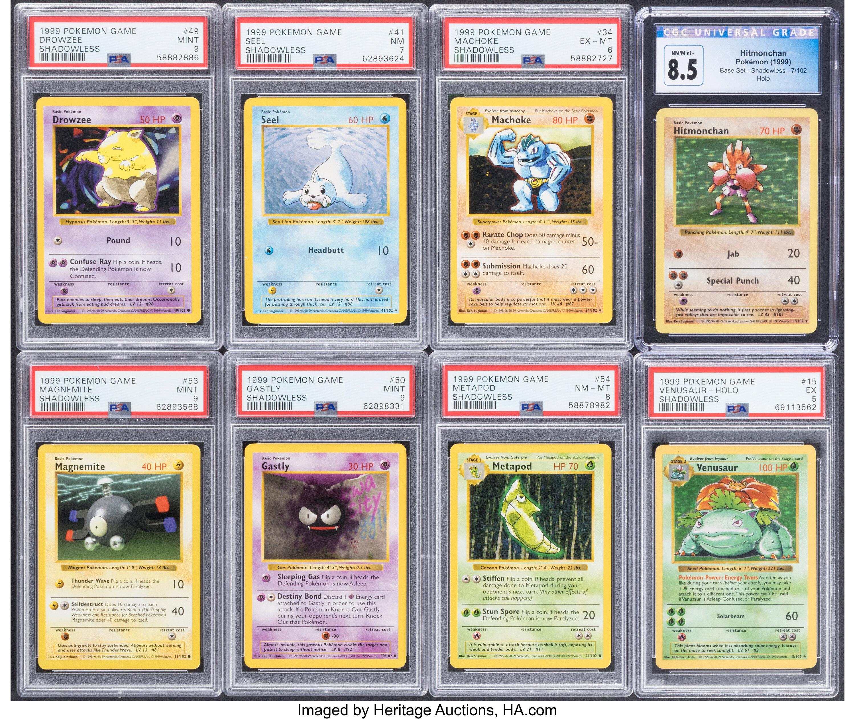 Pokémon Shadowless Base Set Group of 8 PSA/CGC Graded Trading Card ...