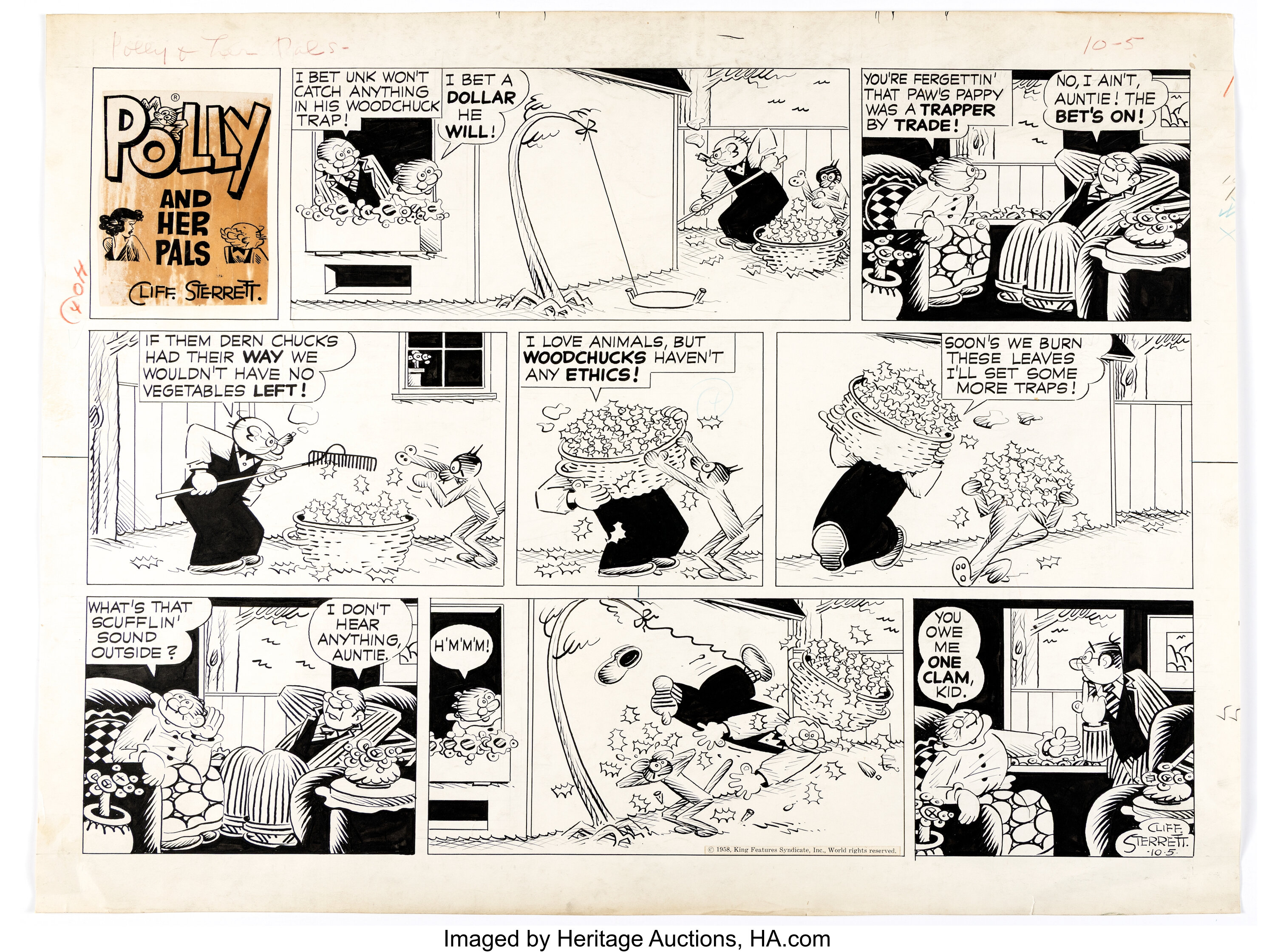 Cliff Sterrett Polly and Her Pals Sunday Comic Strip Original Art | Lot ...