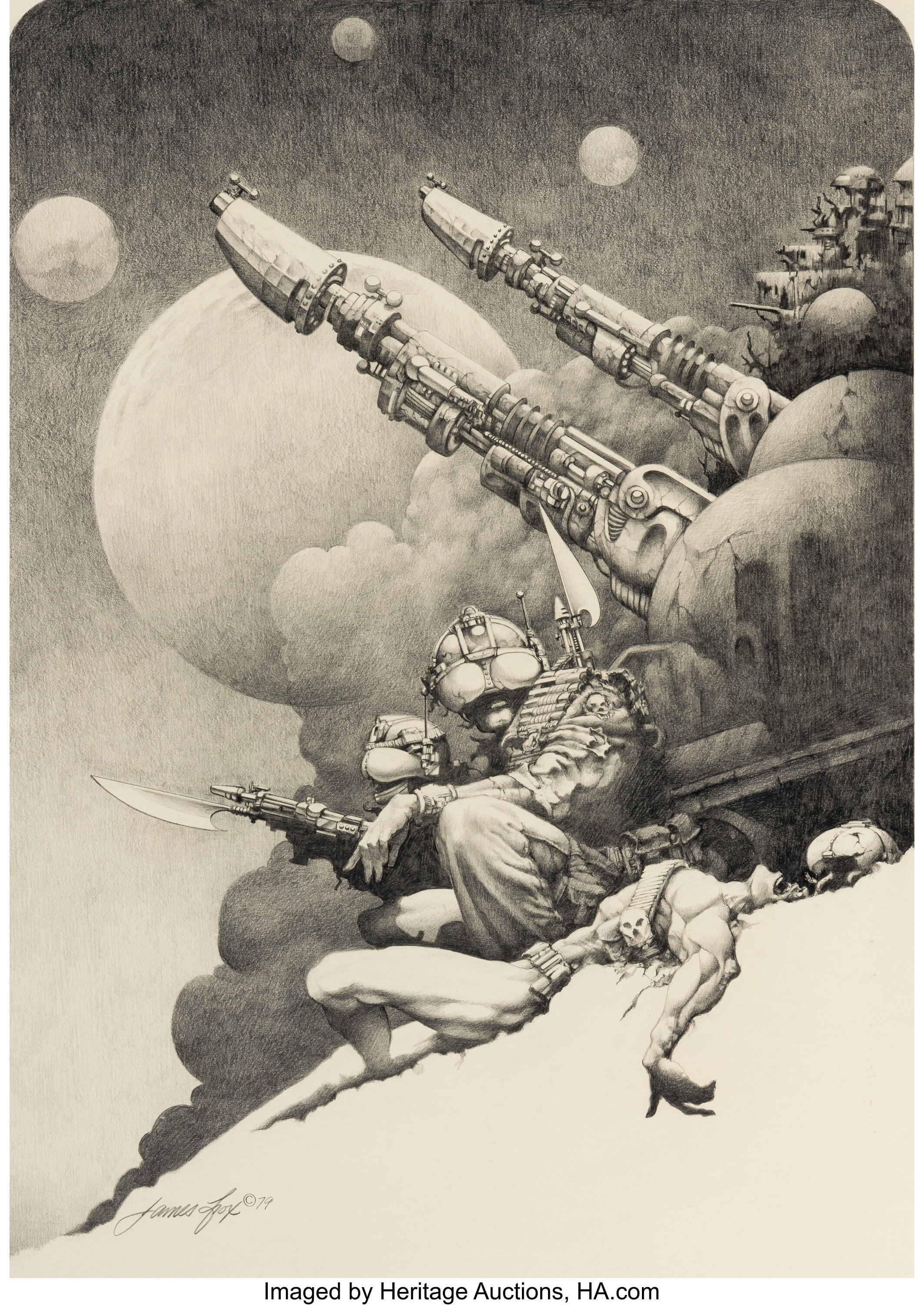 James Fox (American, 20th Century). Mercenaries #2, 1979. Pencil on ...