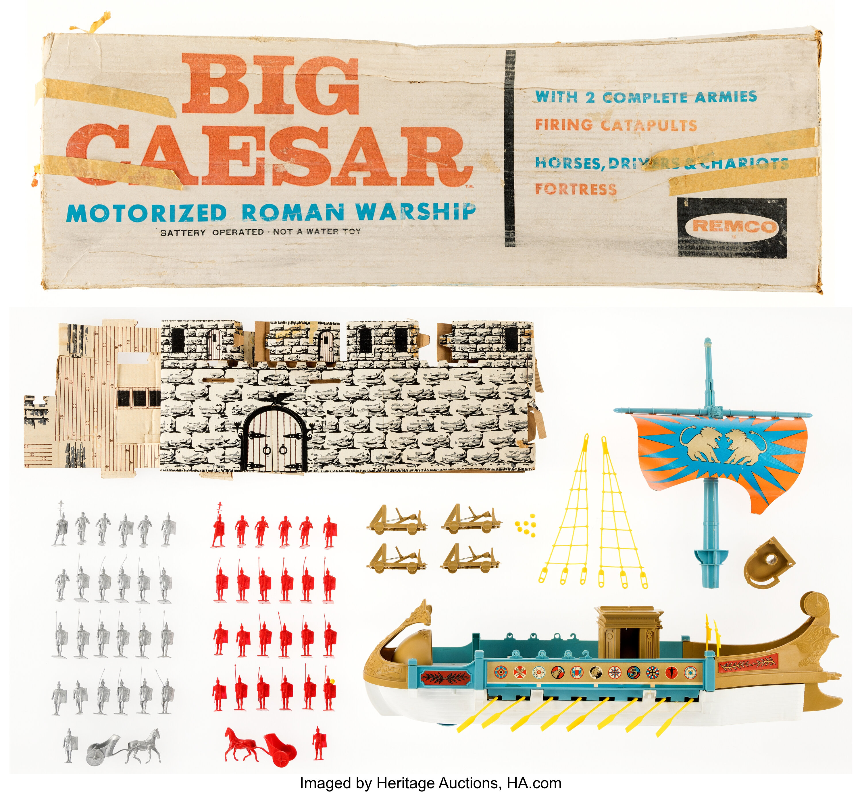 Big Caesar Motorized Roman Warship with Original Box (Remco, | Lot ...