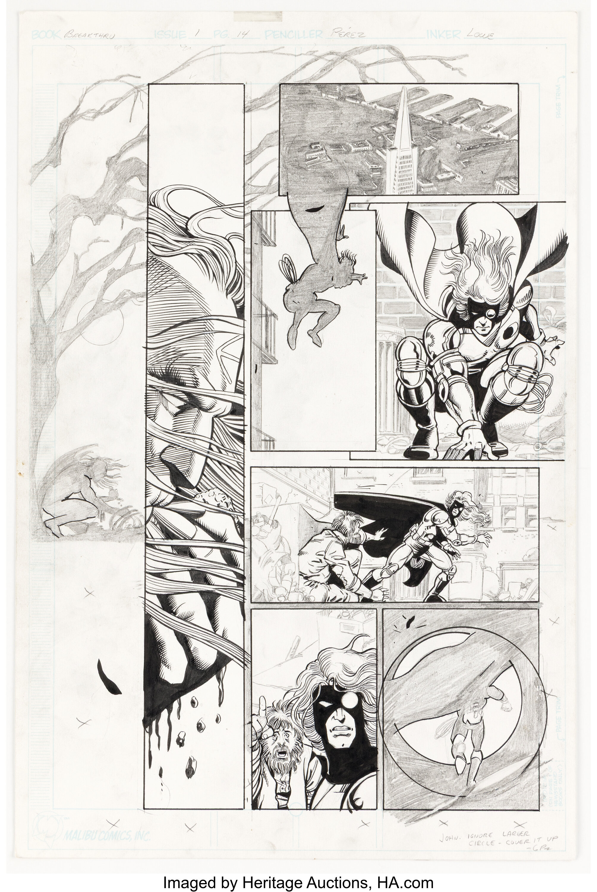 George Pérez and John Lowe Break-Thru #1 Night Man Story Page 14 | Lot ...