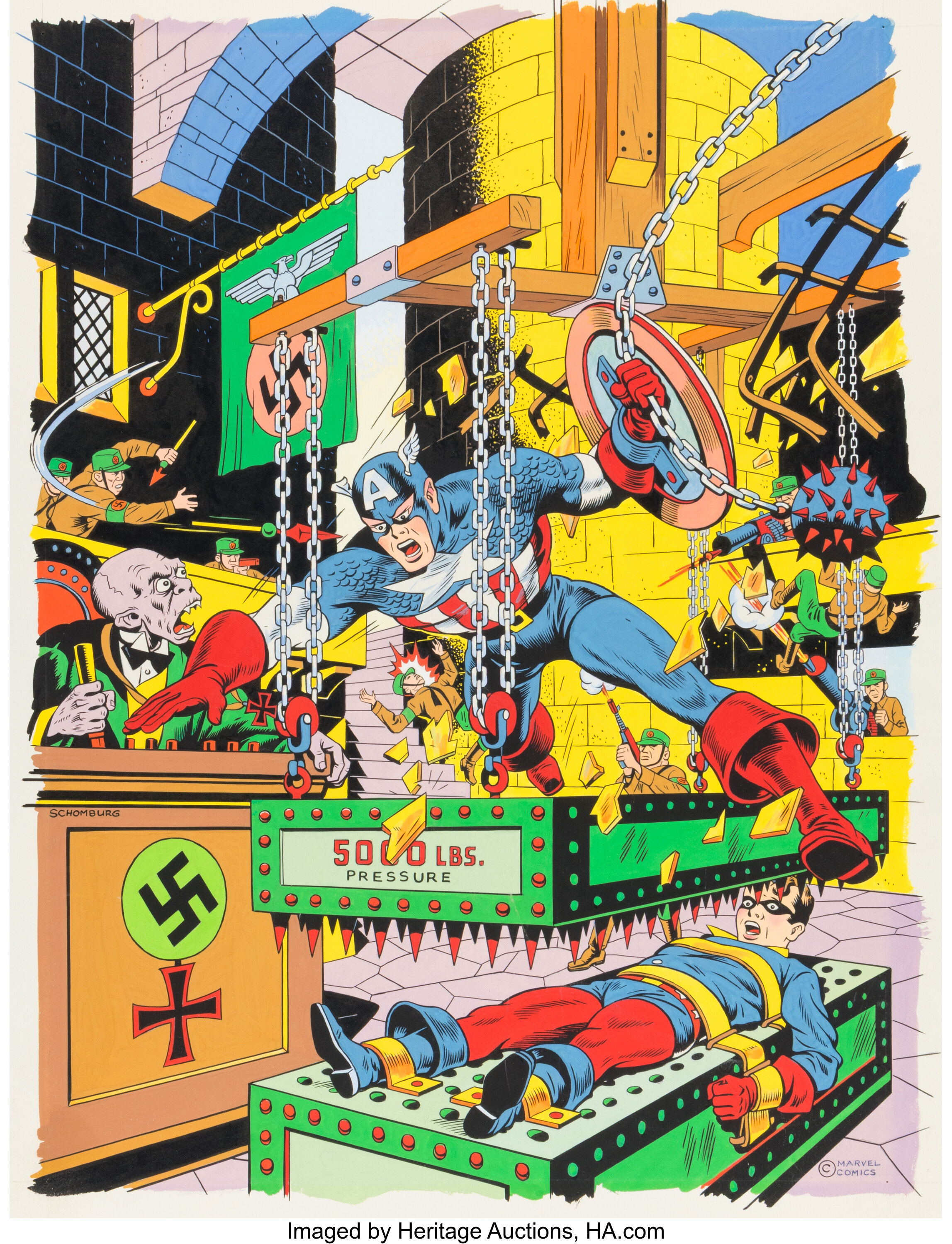 Alex Schomburg Captain America Comics #28 Cover Re-Creation | Lot ...