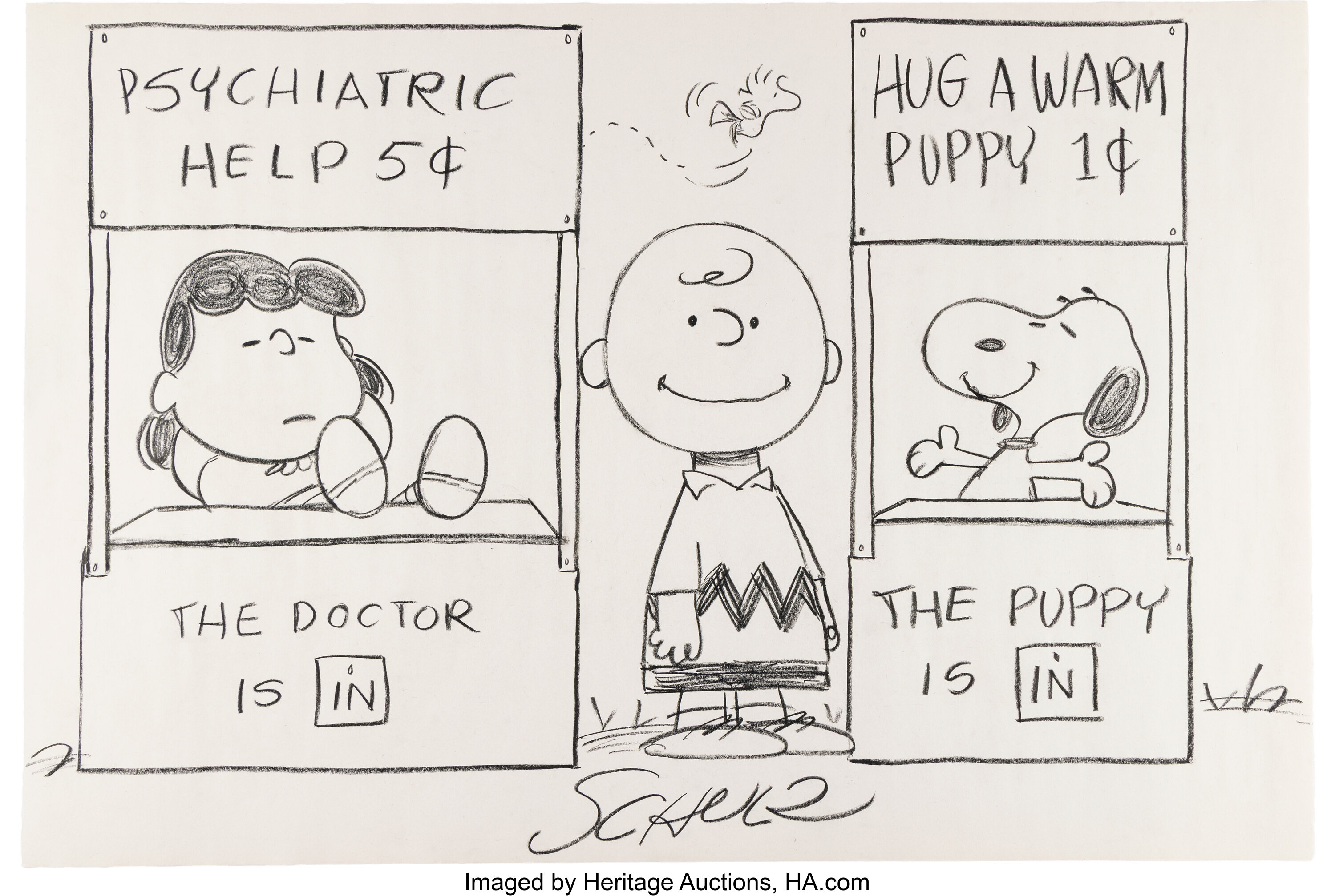 Charles Schulz - Peanuts Themed Oversized Illustration Original Art ...