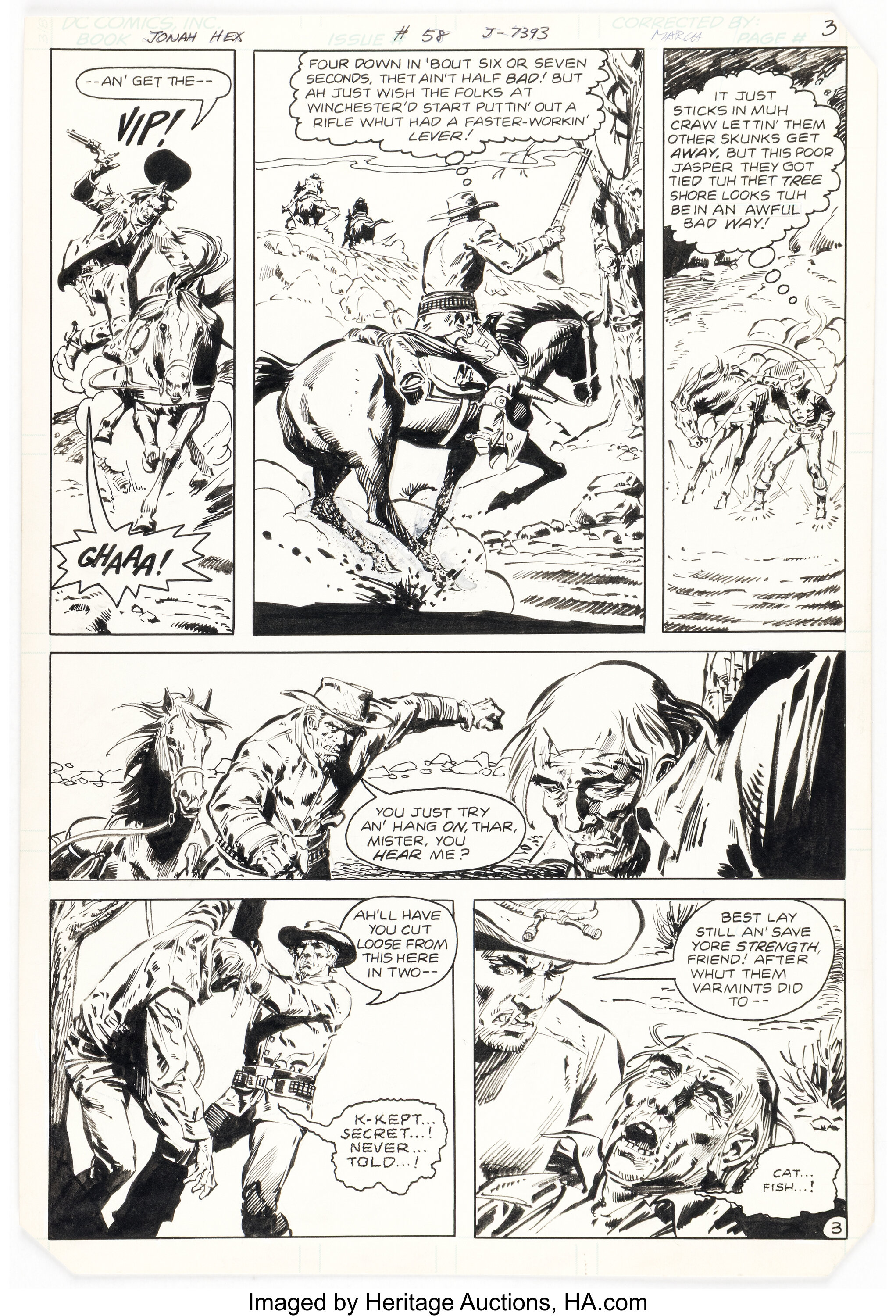 Dick Ayers and Tony DeZuñiga Jonah Hex #58 Story Page 3 Original | Lot ...