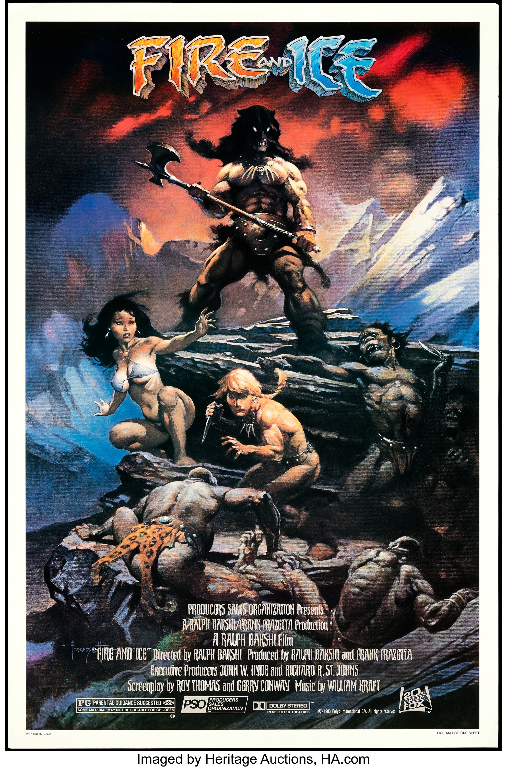 Fire And Ice 20th Century Fox 1983 Rolled Finevery Fine One