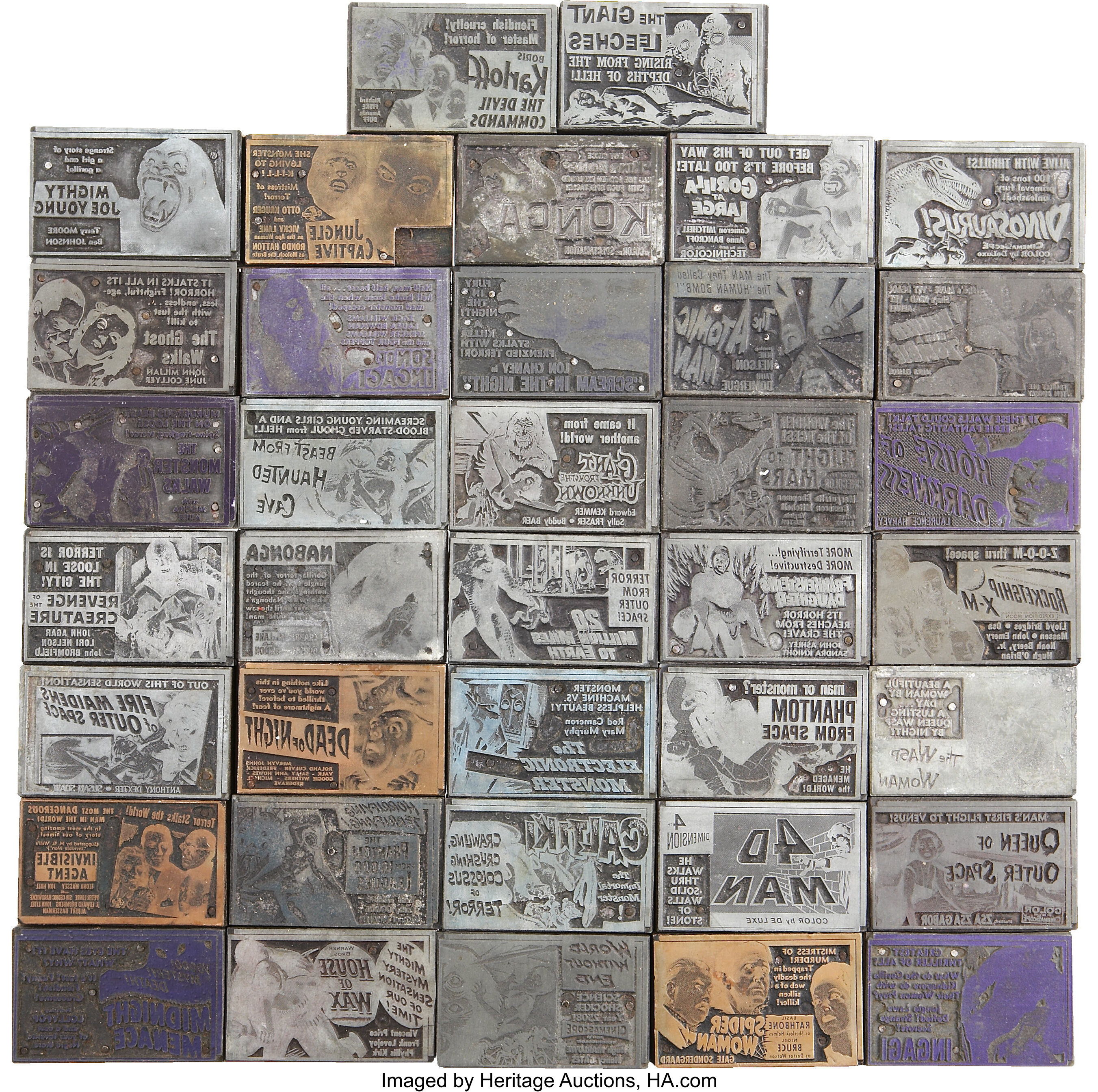 Assorted Vintage Movie Newspaper Ad Printing Blocks.... (Total: 35 ...