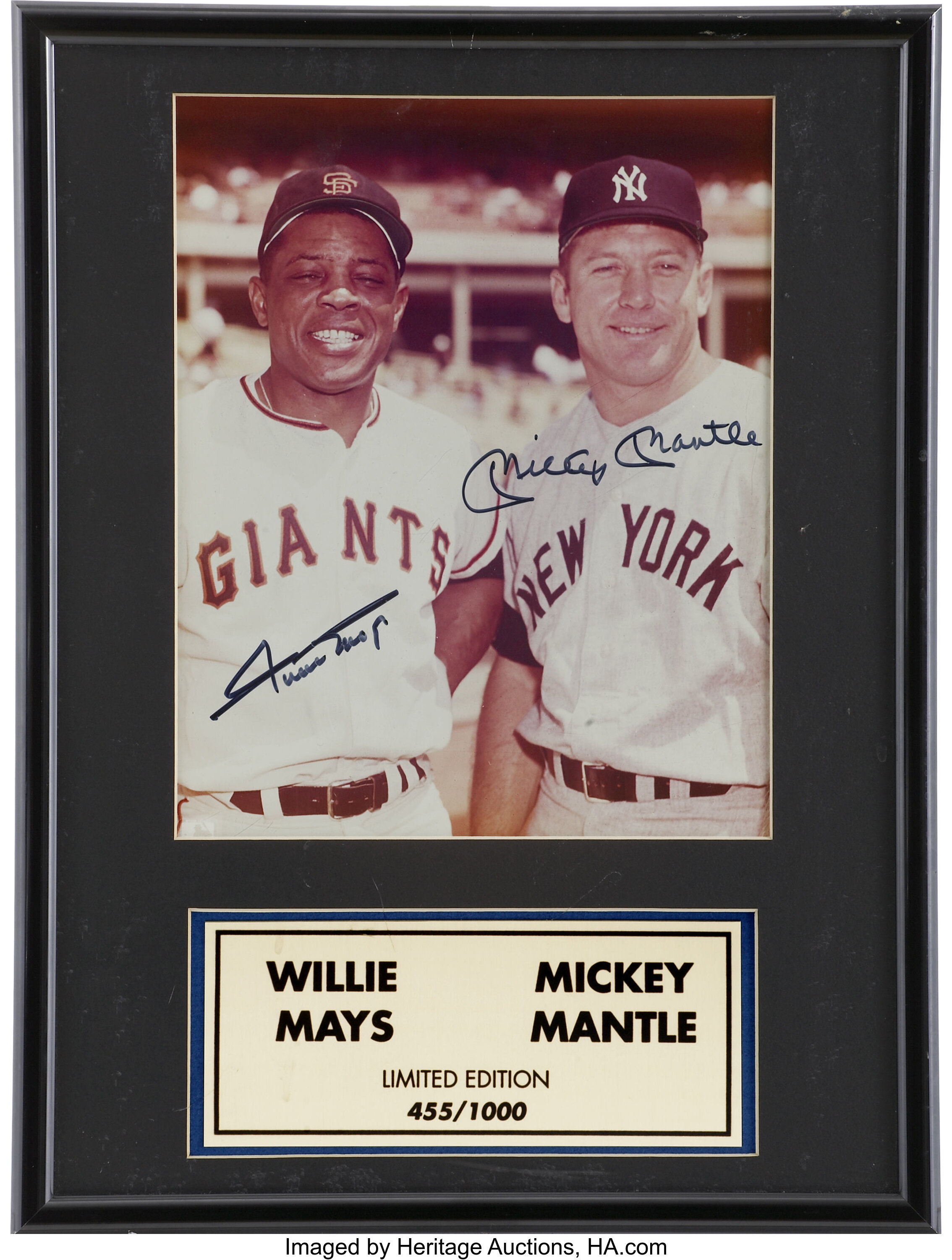 Mickey Mantle and Willie Mays Signed 8 x 10 Framed Photo.... | Lot ...