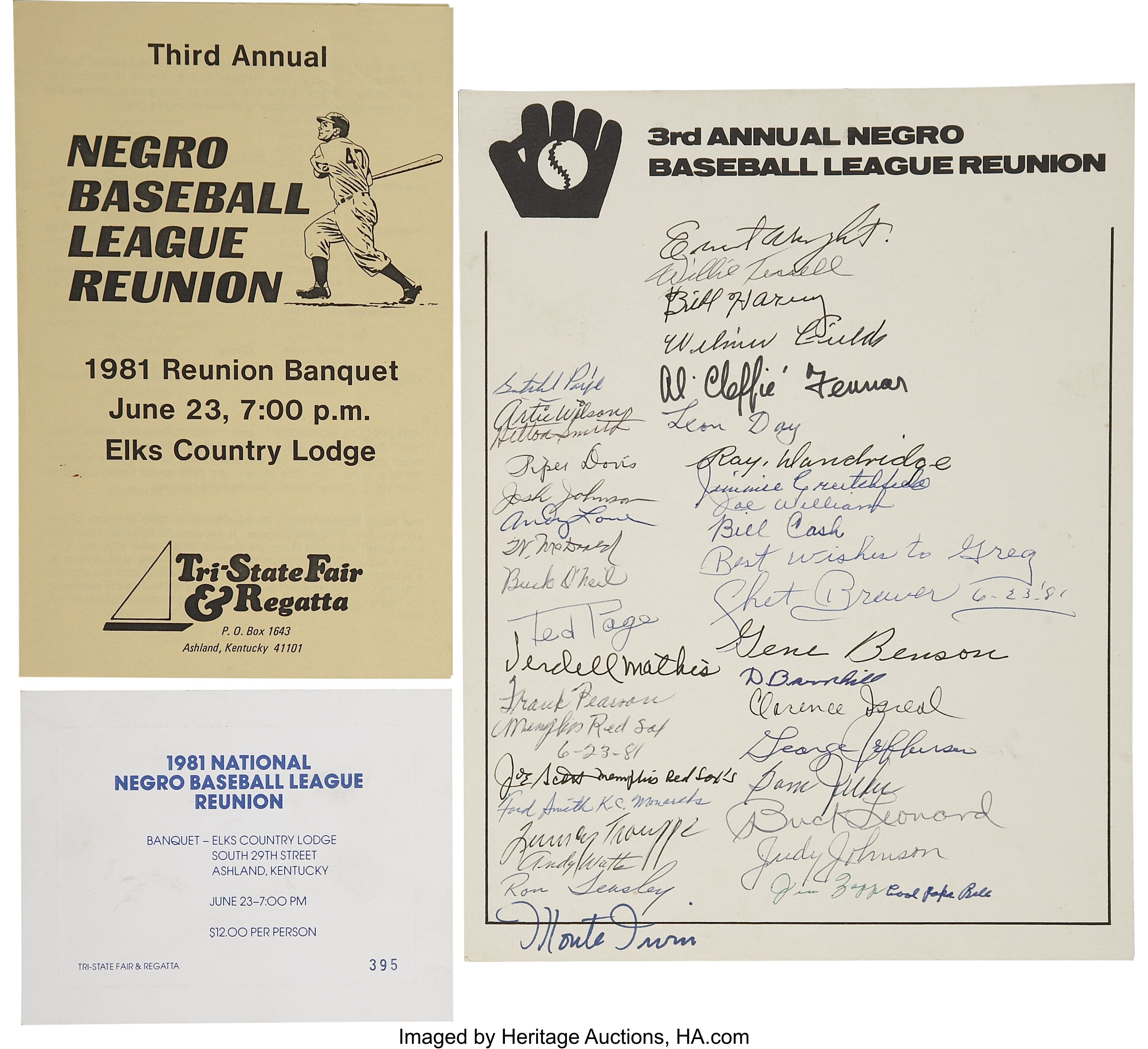 1981 Third Annual Negro League Reunion Signed Page.... Baseball | Lot ...