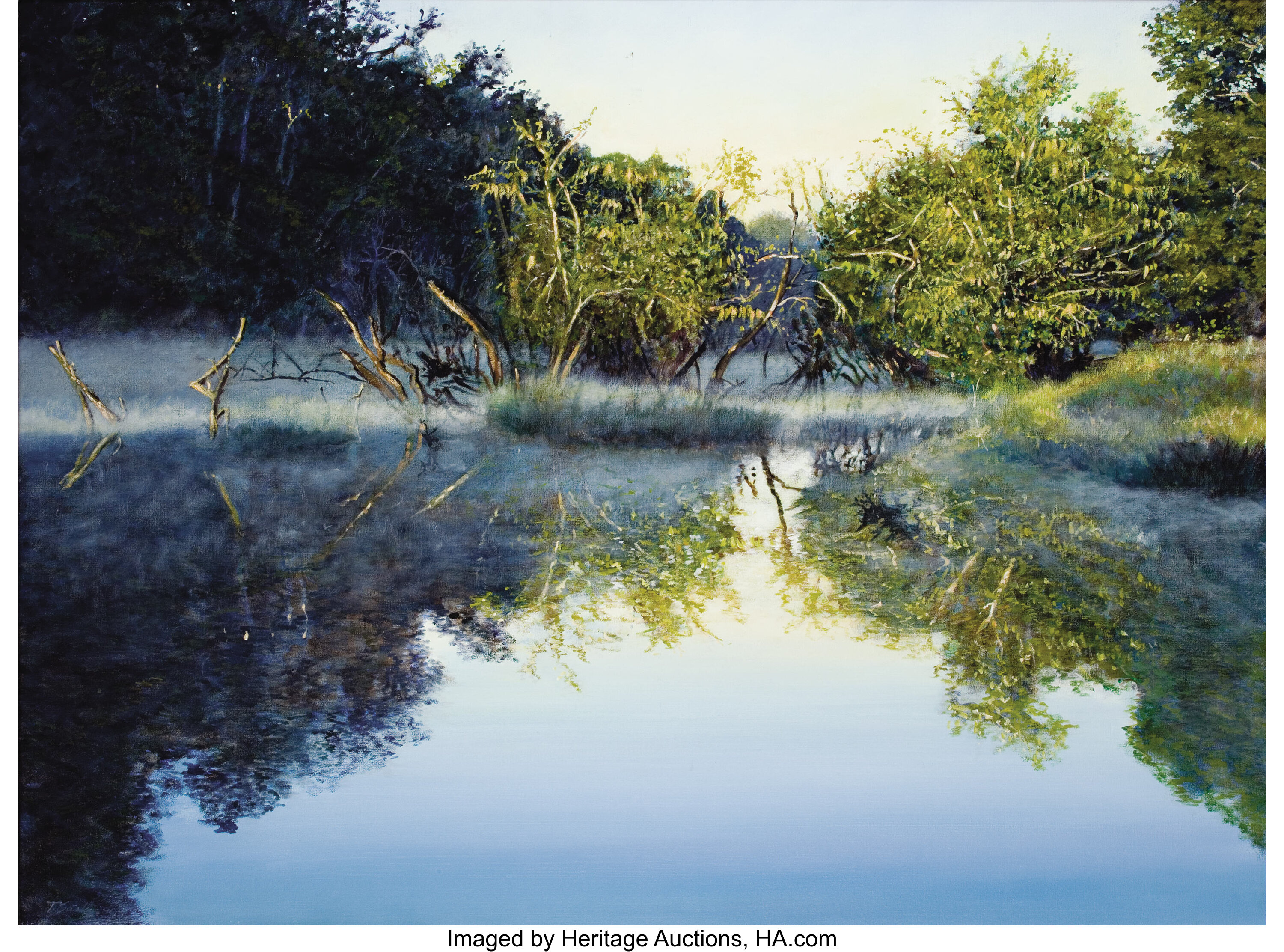 TIM SASKA (American, 1935-2006). Pine Island Morning, 1986. Acrylic ...