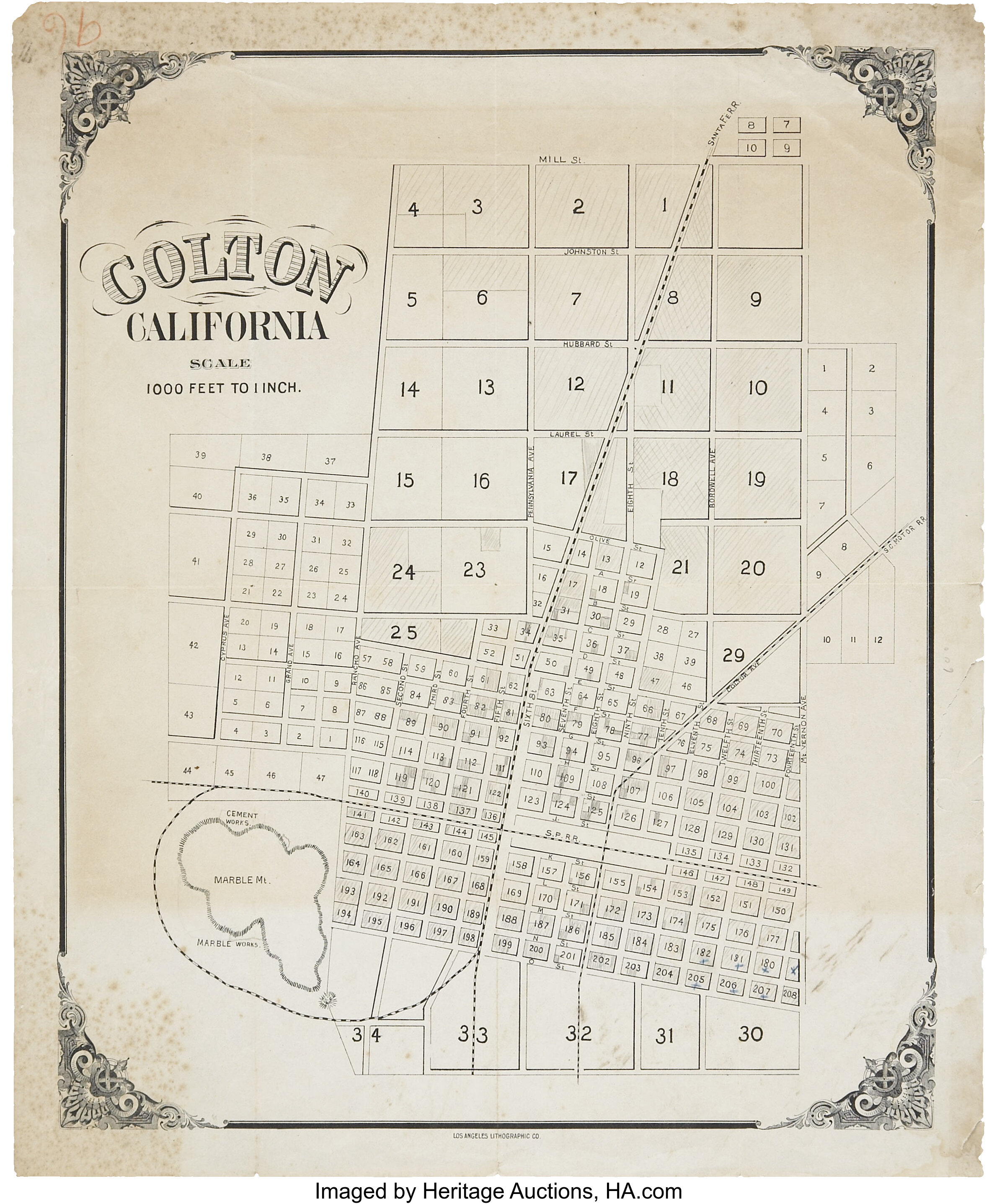 Map of Colton, California, Home of the Earp Family, circa 1880s ...