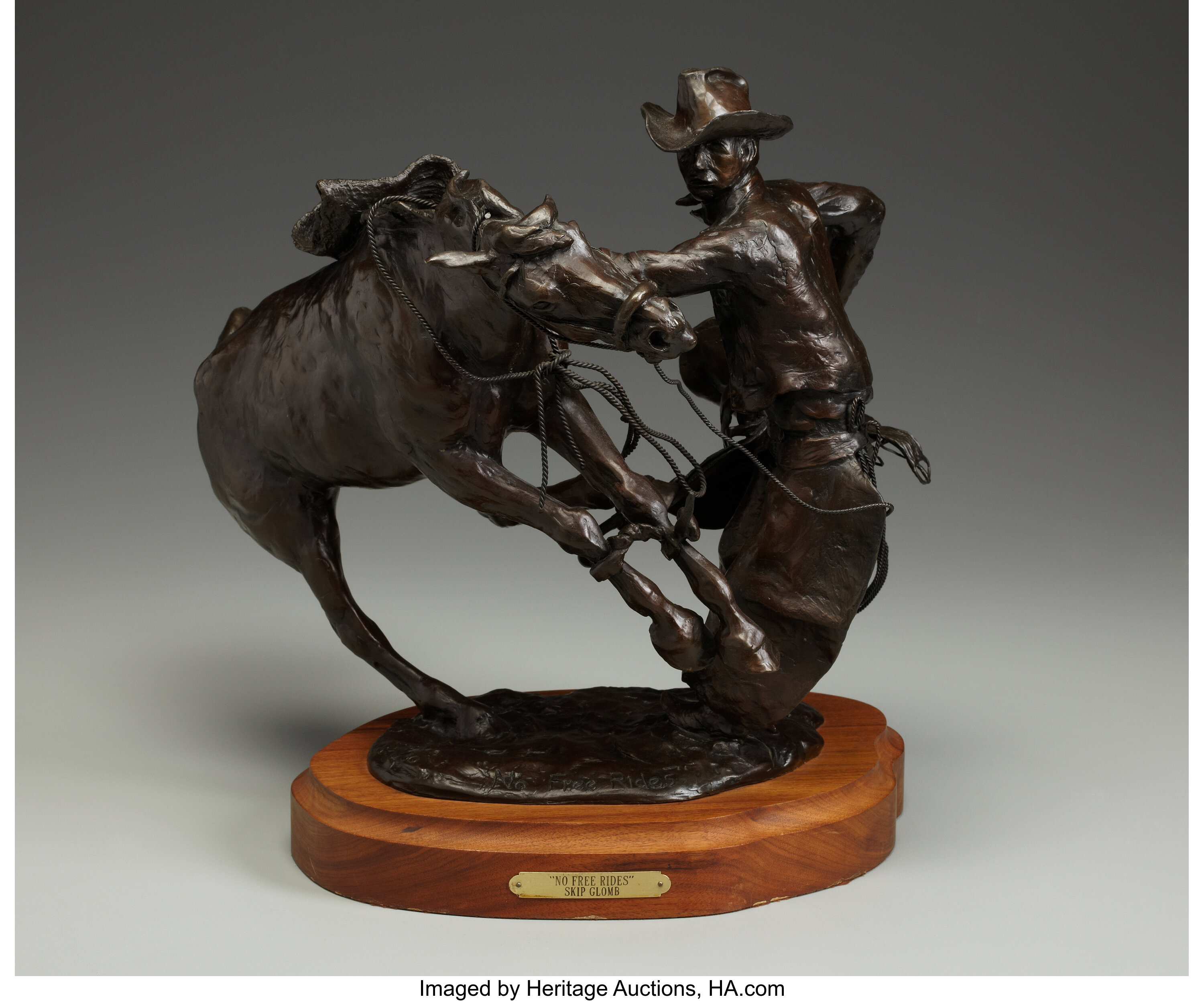 SKIP GLOMB (American, 1935-1988). No Free Rides, 1981. Bronze. 15 x ...