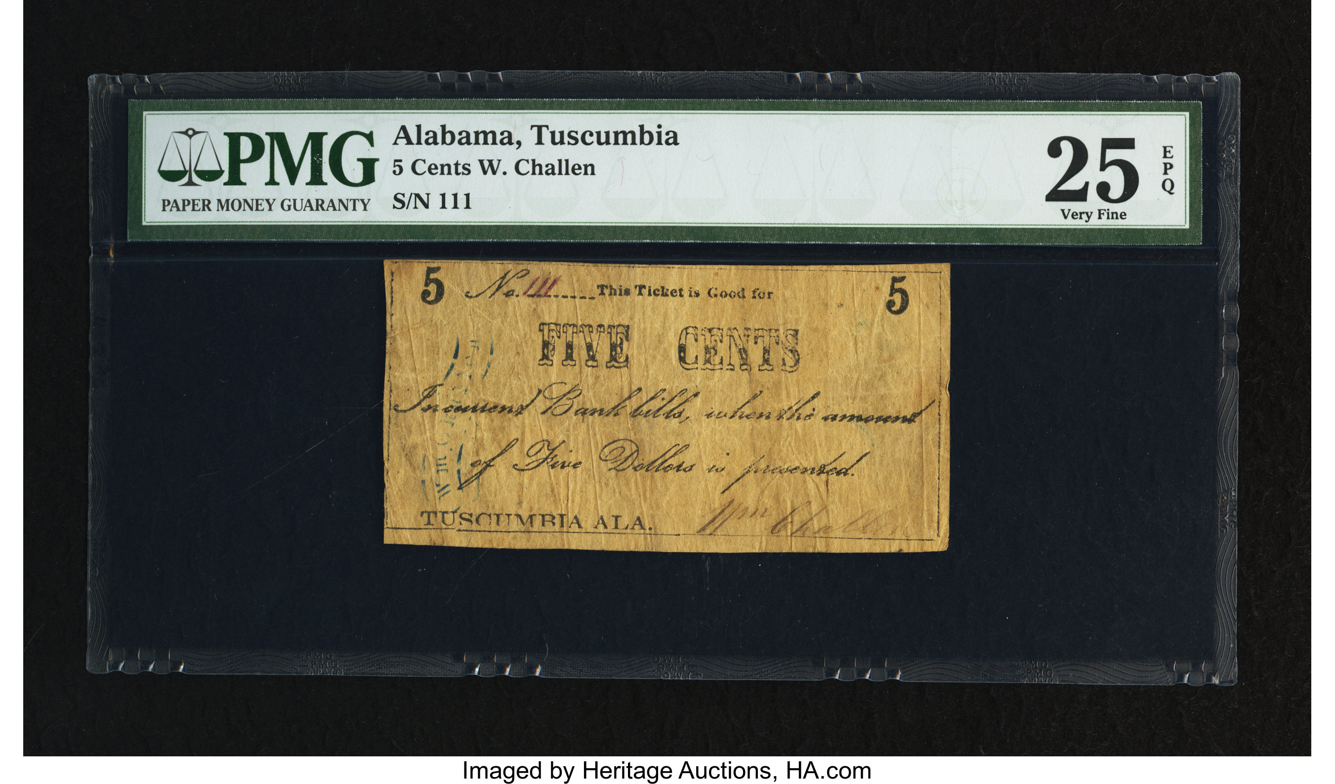 Tuscumbia, AL - Wm. Challen 5¢ Rosene 331-1. ... Obsoletes By State ...