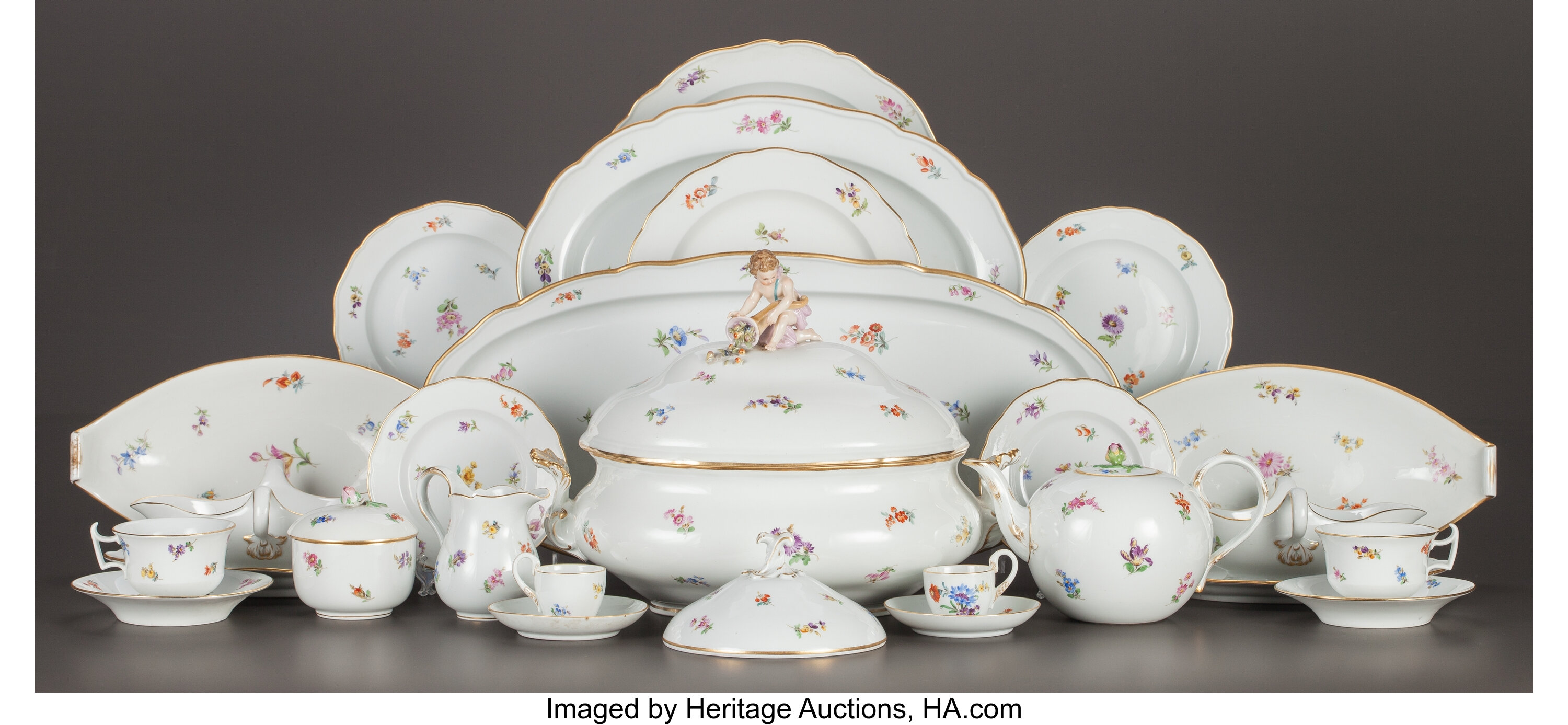 A ONE HUNDRED FORTY PIECE MEISSEN PORCELAIN DINNER SERVICE. Meissen ...