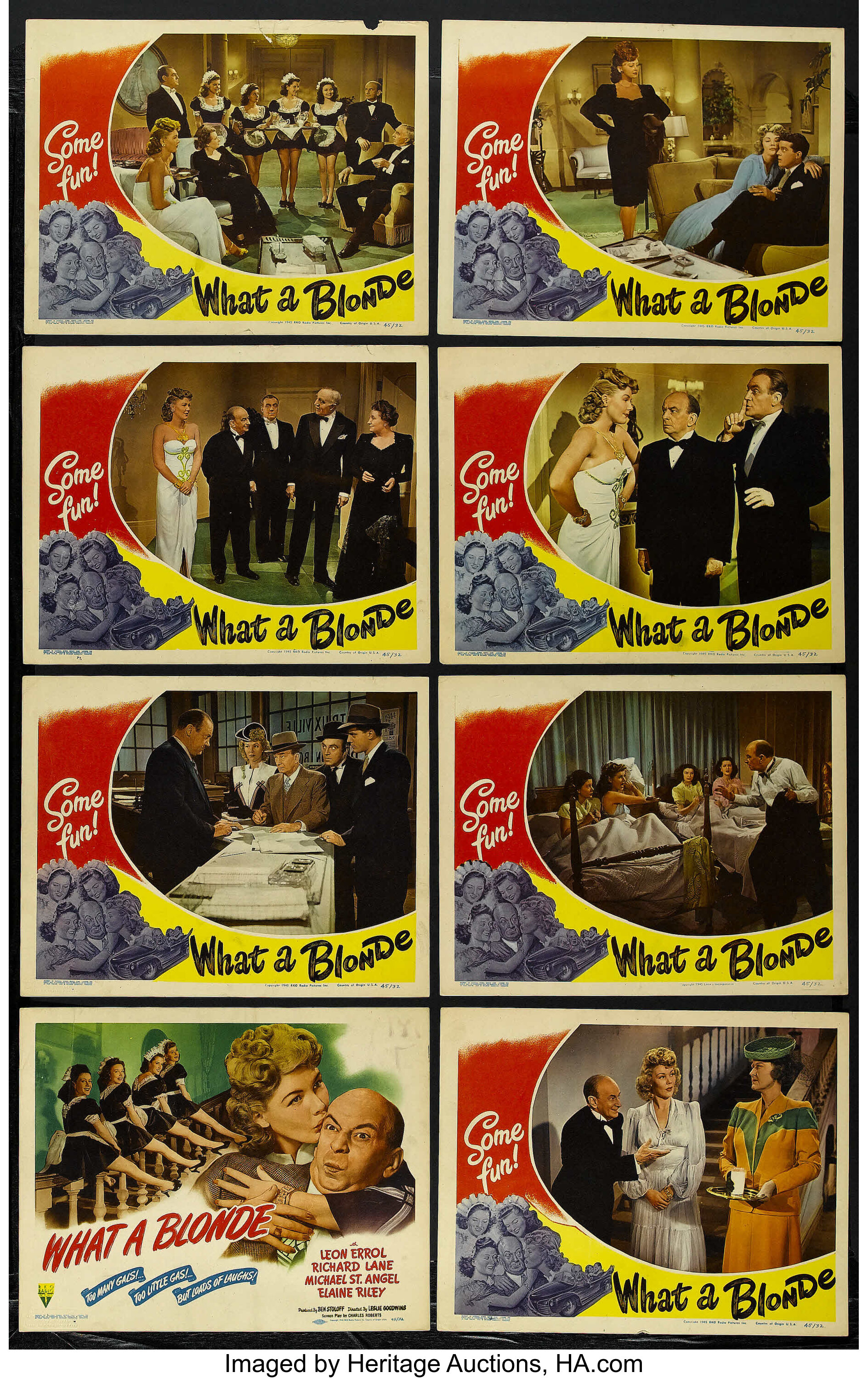 What a Blonde (RKO, 1945). Lobby Card Set of 8 (11" X 14"). Comedy ...