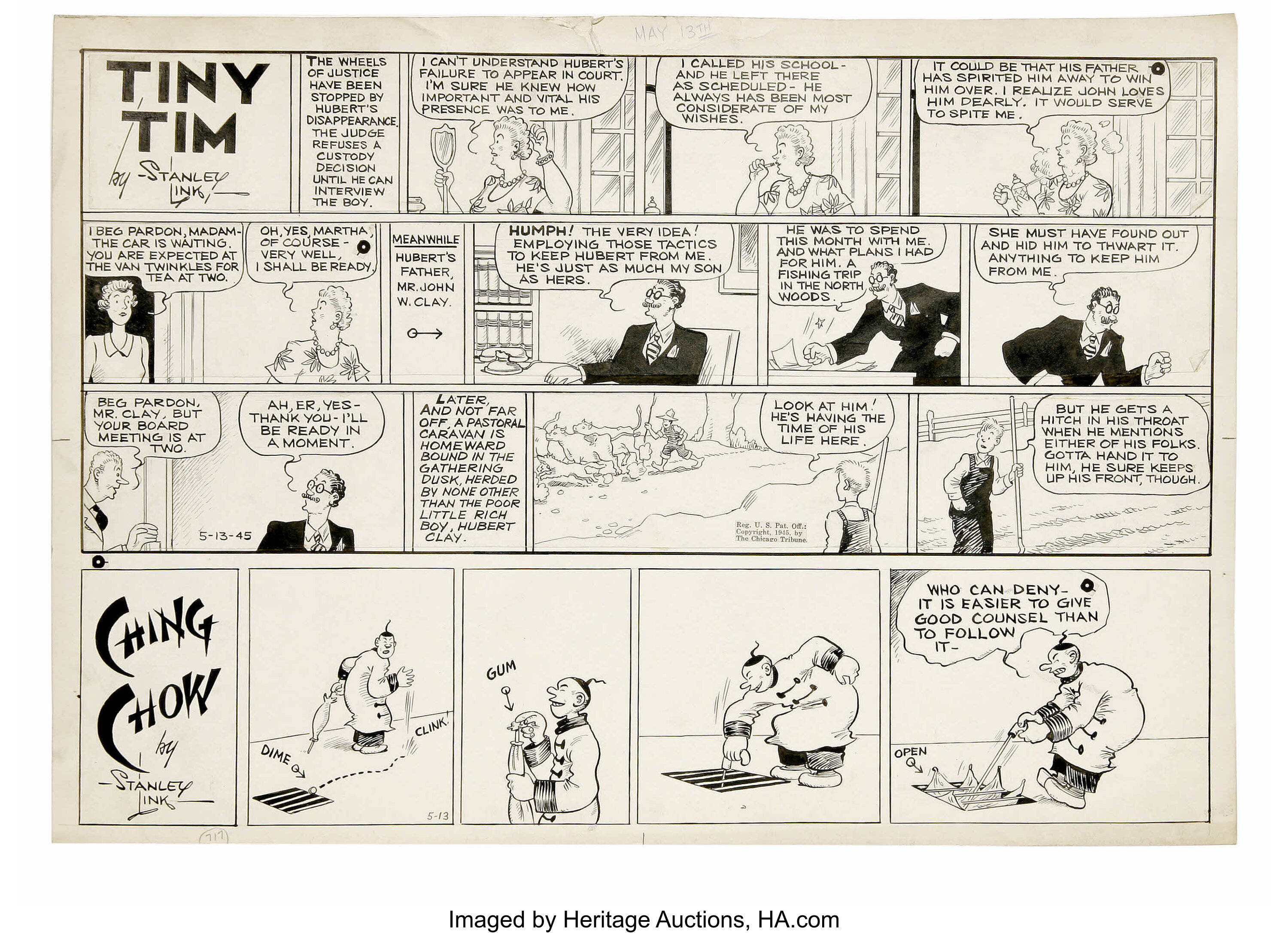 Stanley Link - Tiny Tim Sunday Comic Strip Original Art, Group of 3 ...