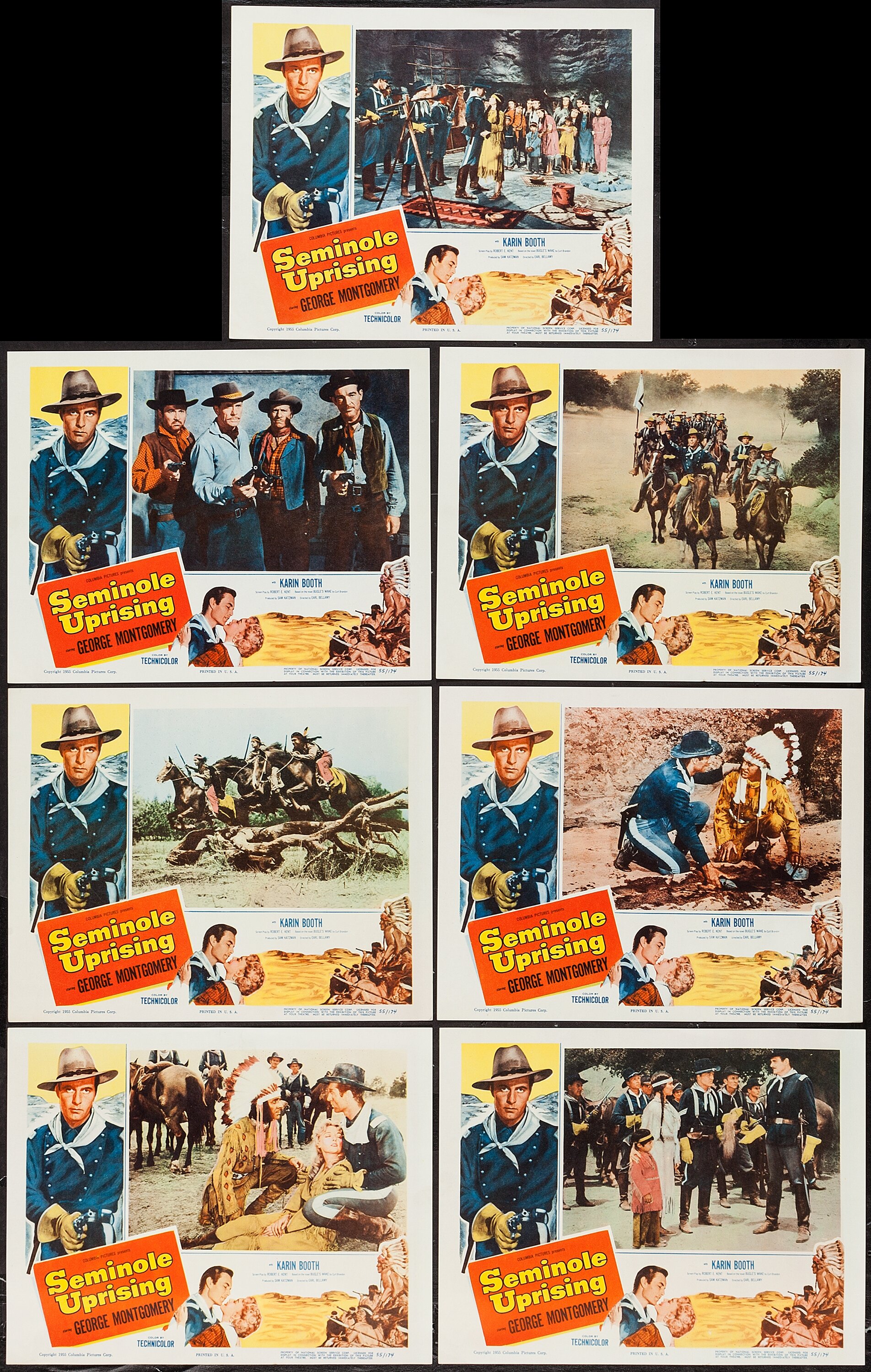 Seminole Uprising (Columbia, 1955). Lobby Cards (7) (11" X 14"). | Lot ...