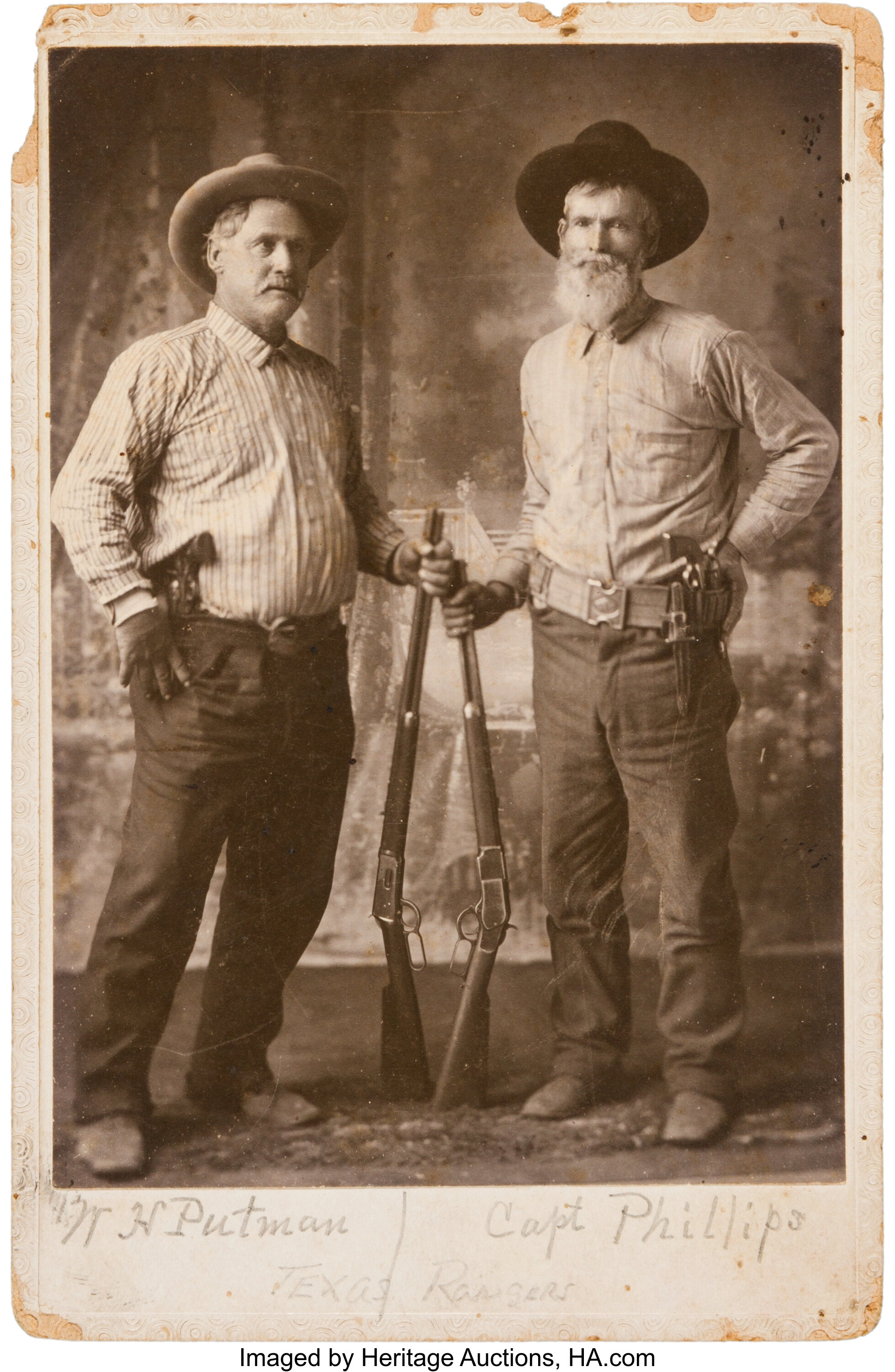 [Texas Rangers]. W. H. Putnam and Captain Phillips Cabinet Card, | Lot ...