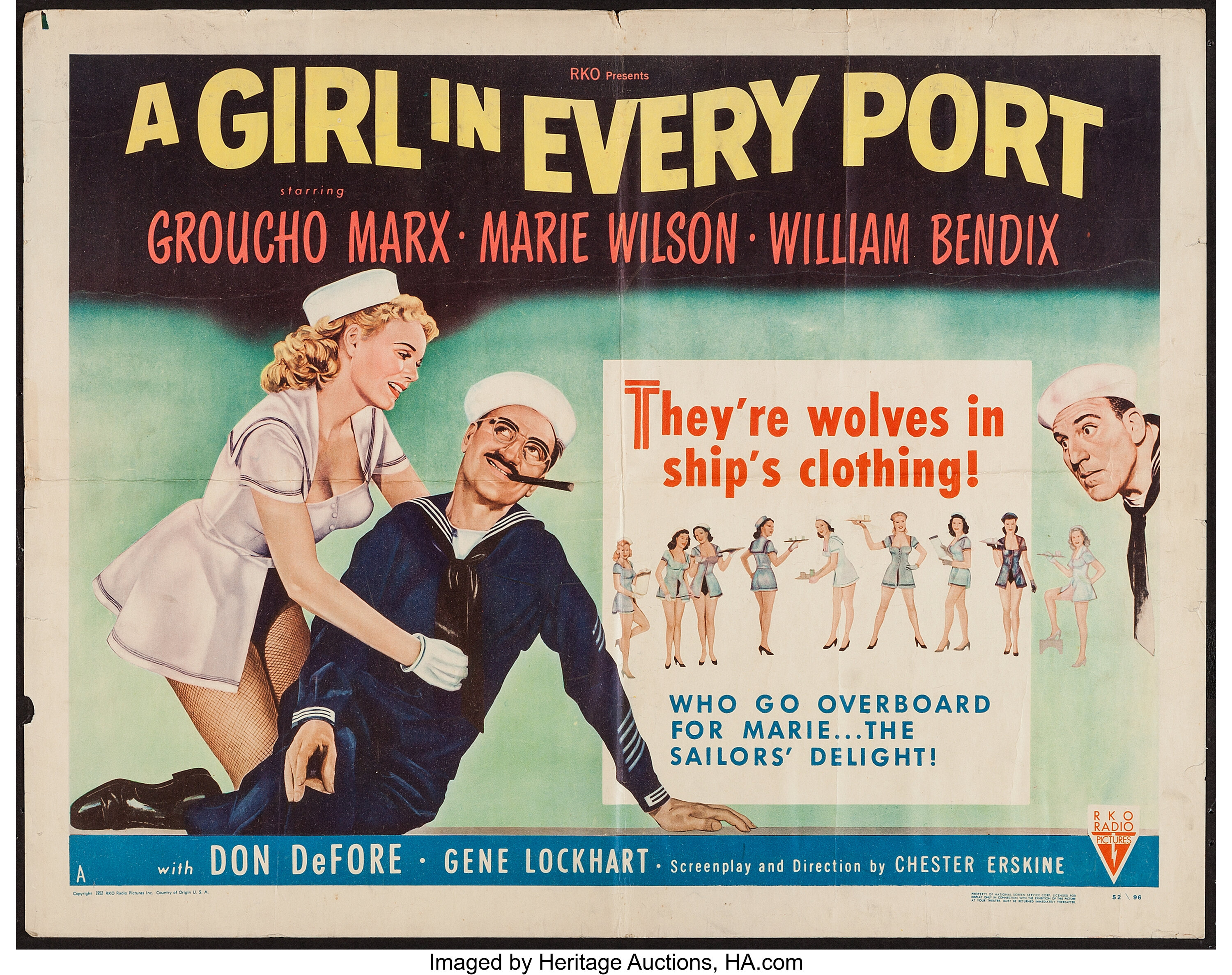 A Girl in Every Port (RKO, 1952). Half Sheet (22" X 28"). Style A ...