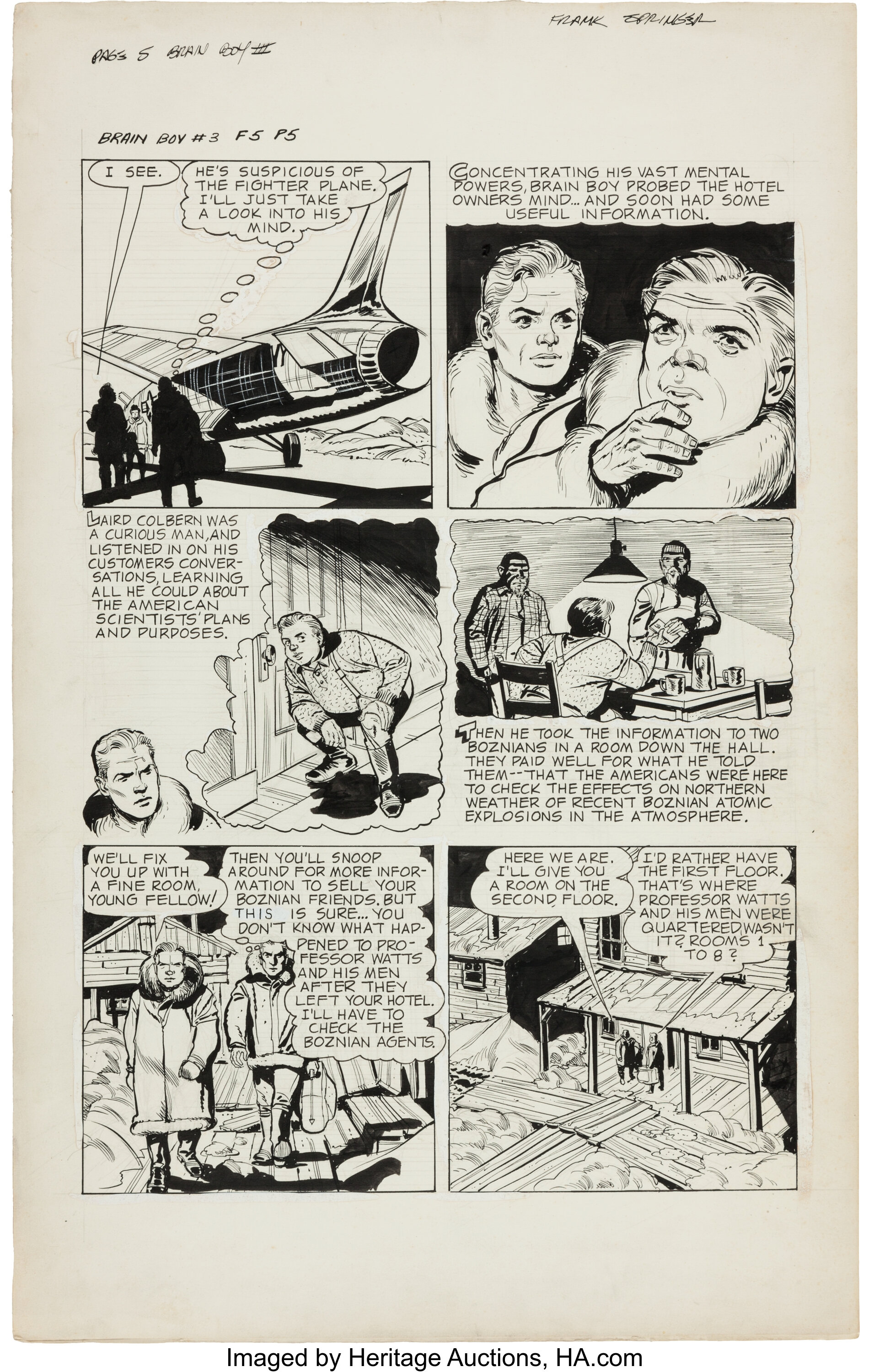 Frank Springer Brain Boy #3 Page 5 Original Art (Dell, 1963).... | Lot ...