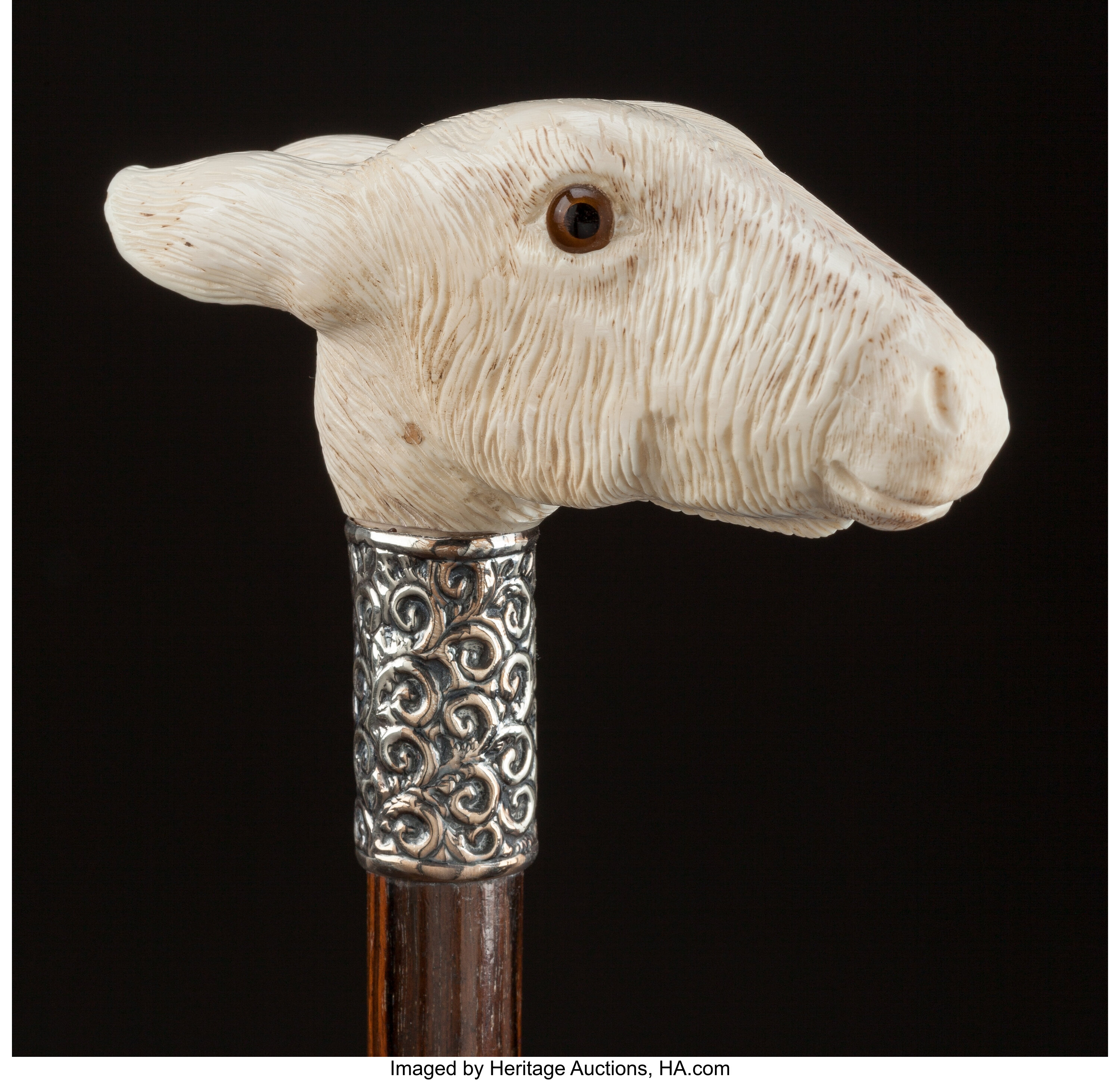 AN IVORY AND WOOD MULE HEAD CANE . Circa 1900. 36-1/4 inches | Lot ...