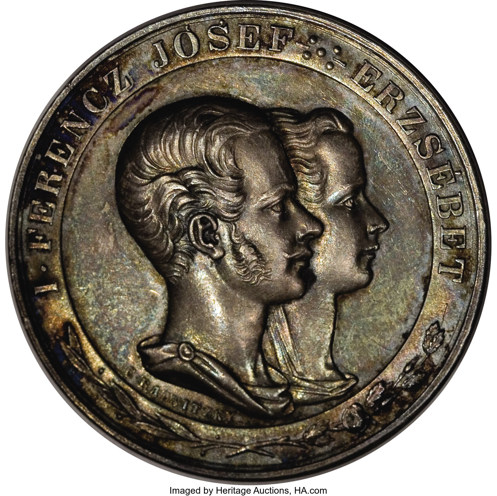 Silver Medal Commemorating the Wedding of Franz Joseph in 1857 ...