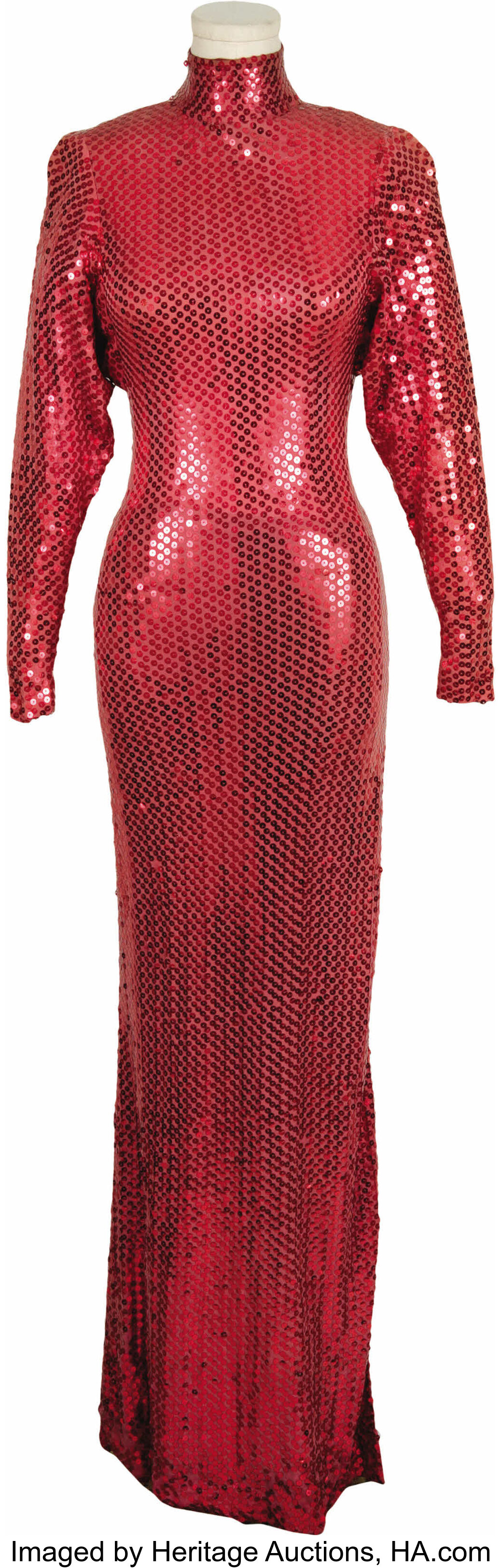 Sonny & Cher Costumes. A Cher cherry red straight-line column dress ...